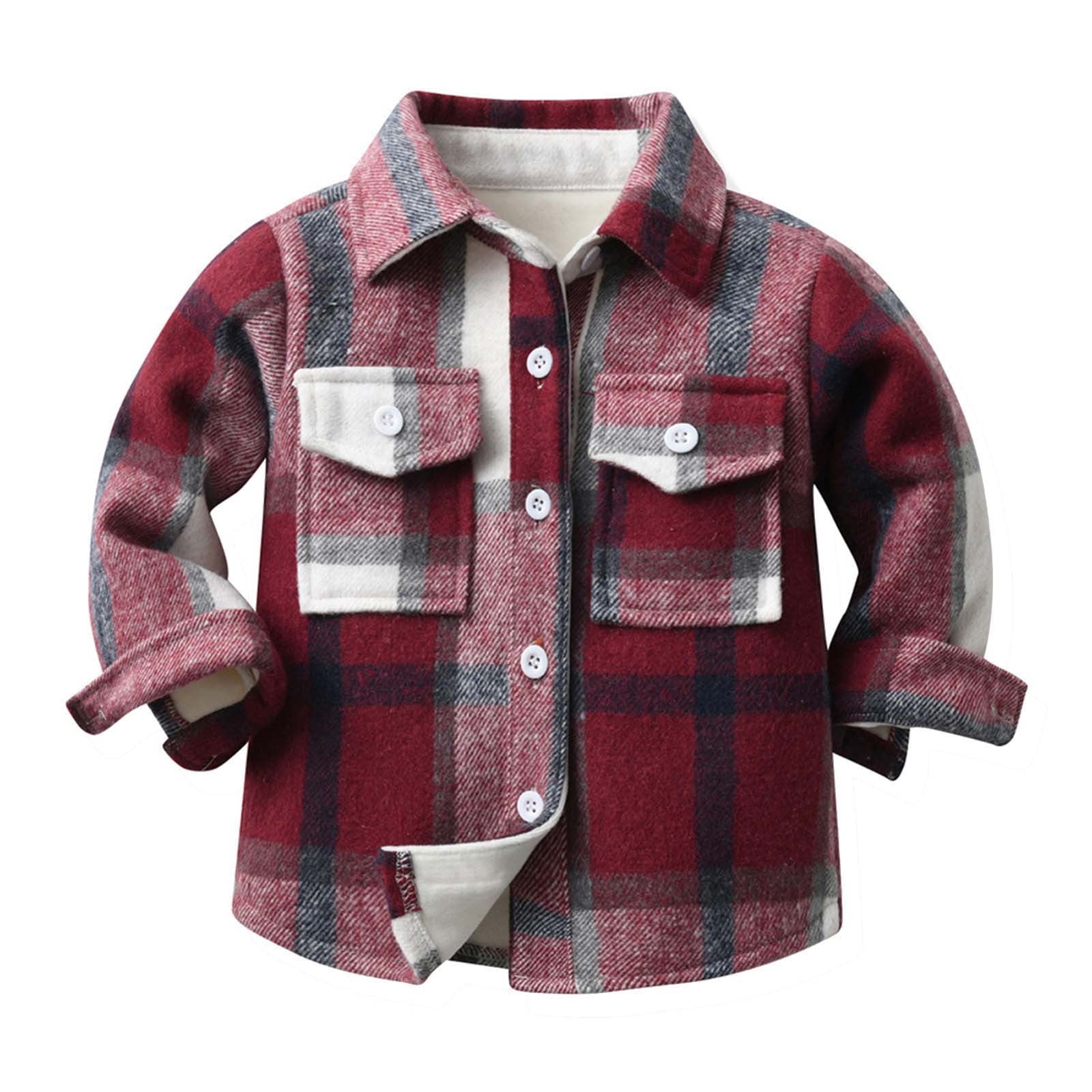 Favoffer Summer Plush and Thicken Toddler Flannel Shirt Jacket Plaid ...
