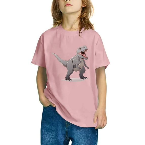 Favoffer Summer Unisex Kids Multicolor Dinosaur Graphic Tee Round Neck ...
