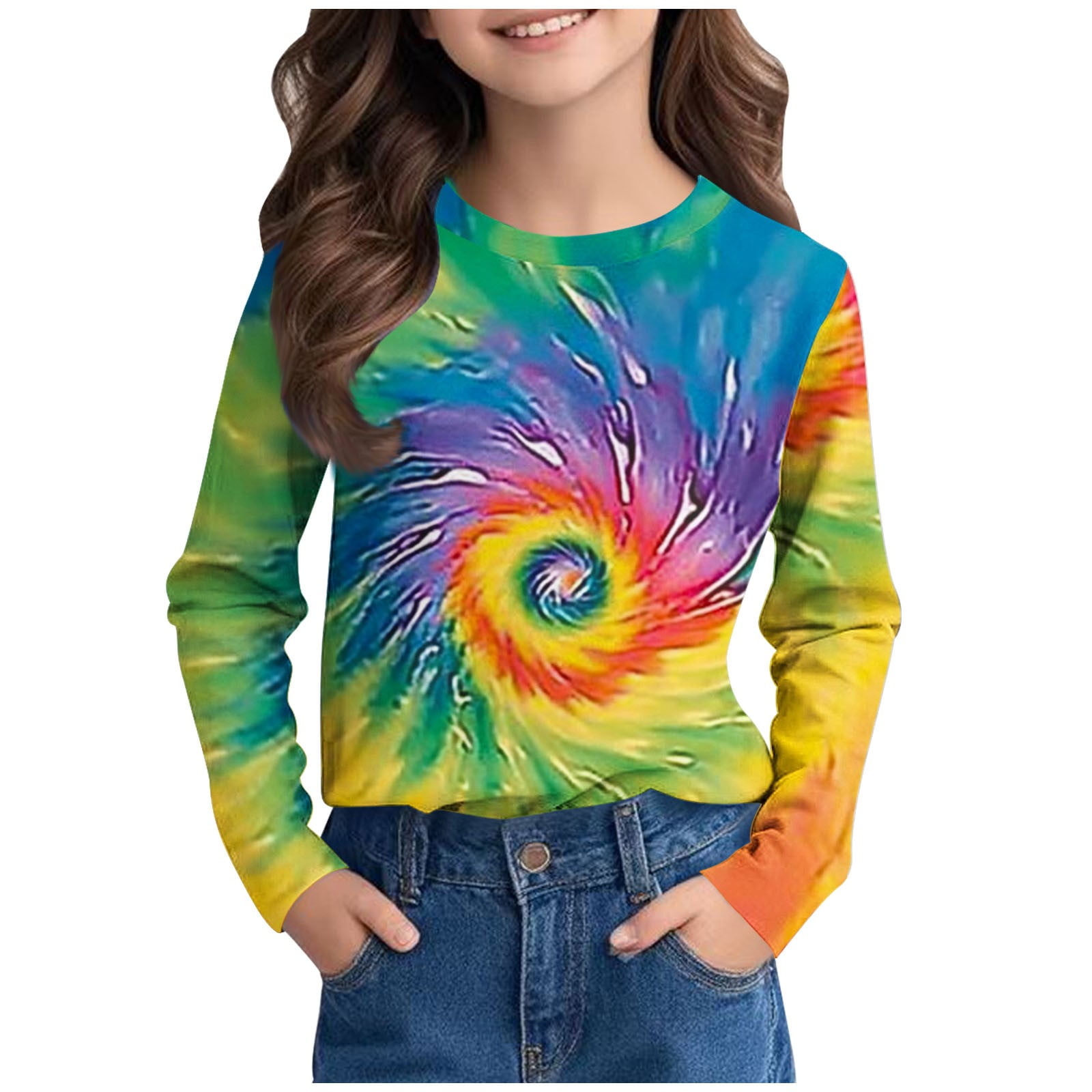 Favoffer Summer Unisex Kids Multicolor Tie-Dye Graphic Tee Round Neck ...