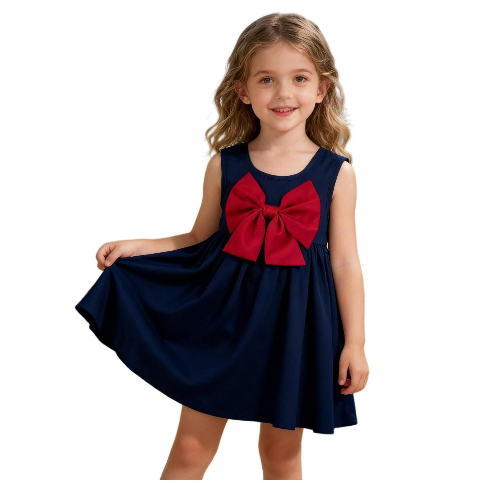 Favoffer Toddler Girls Sleeveless Dress Summer Lace Hem Ruched Skirt ...