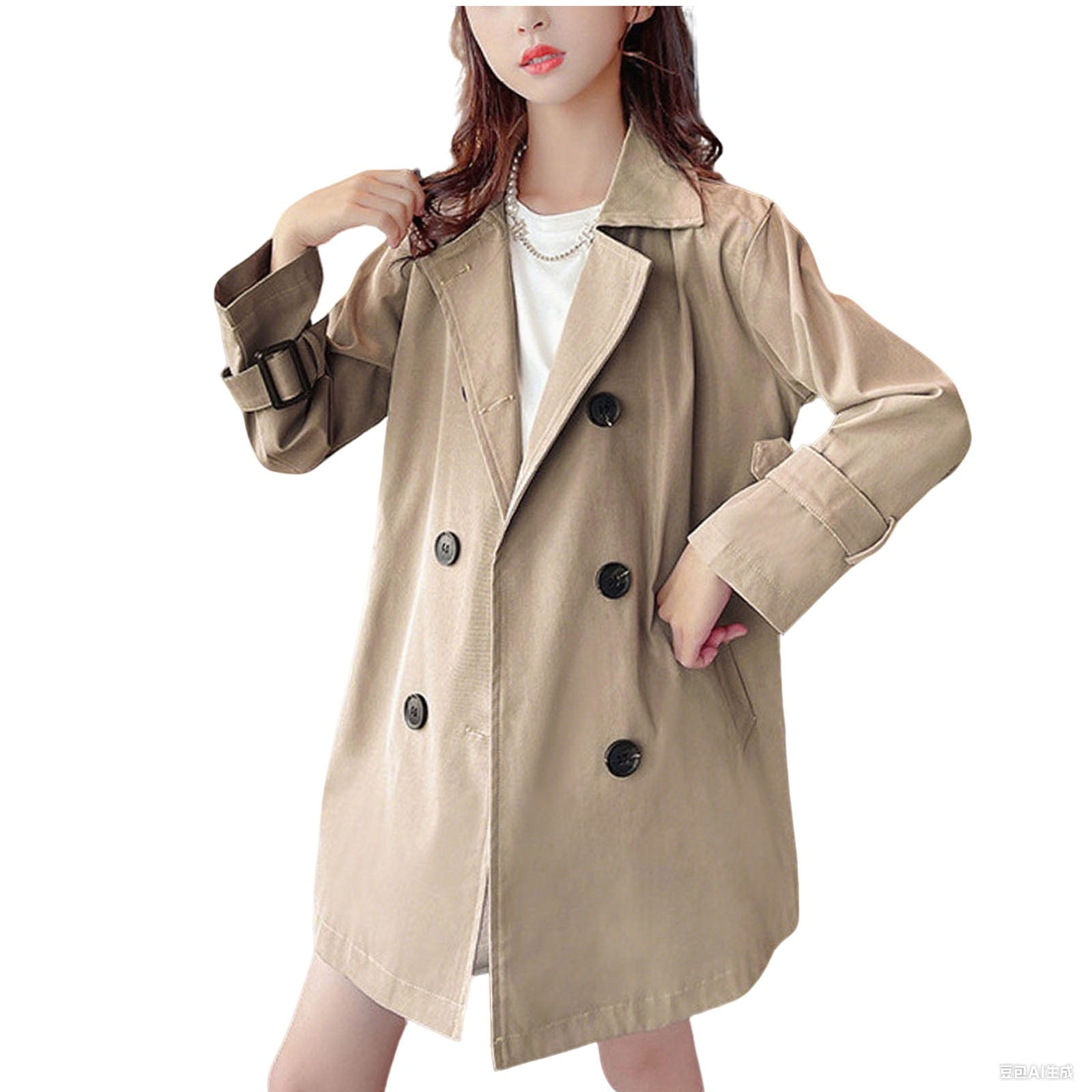 Favoffer Unisex Kids British Style Lapel Trench Coat Fall/Winter Mid ...