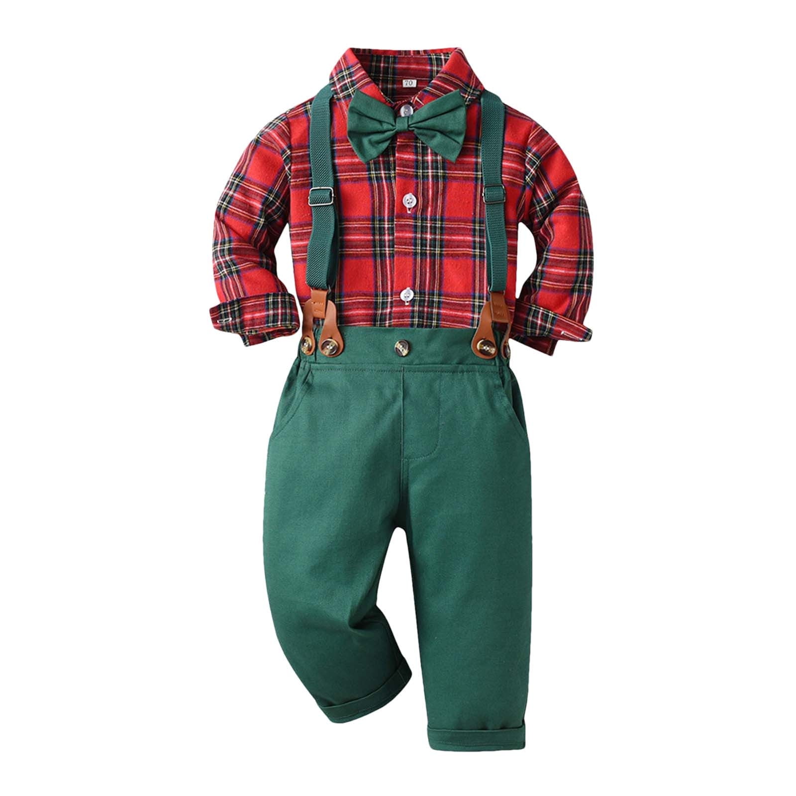Favoffer Winter Toddler & Big Boy Clothes Set Christmas Plaid Shirt ...