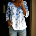 Favoffer Women's Floral Print Button Down Shirts V Neck 3/4 Sleeve ...