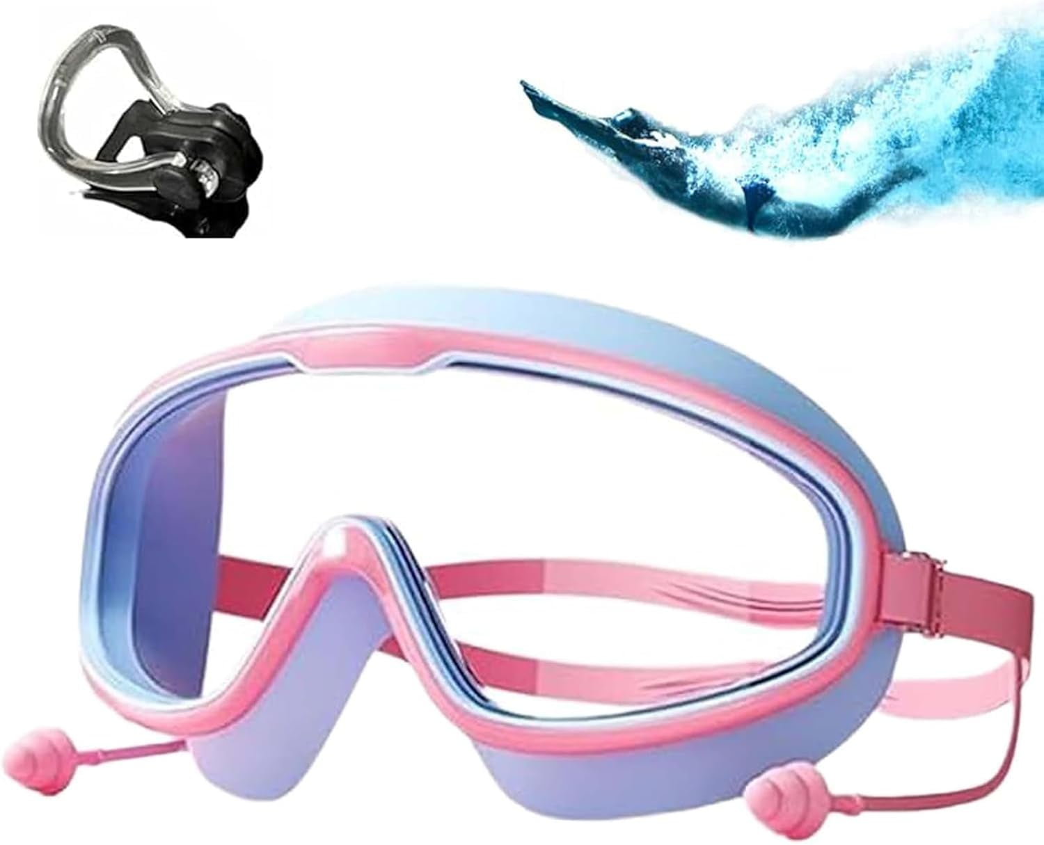 Favorable Goggles, Large Frame Waterproof and Anti-Fog Swimming Goggles ...