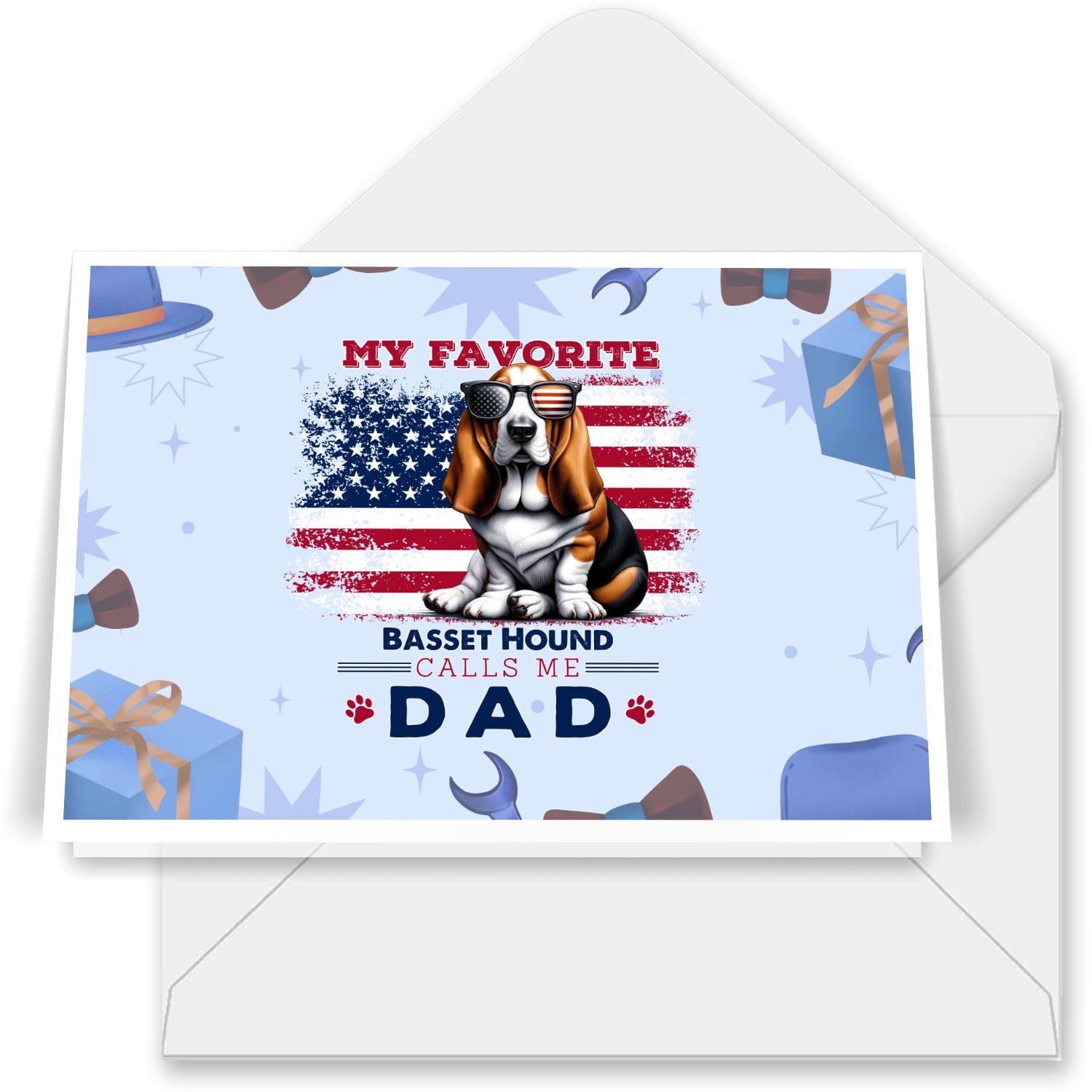 My Favorite Basset Hound Calls Me Dad. Happy Father's Day 7x5in Folded ...