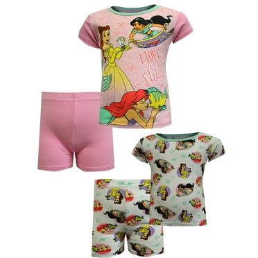 Disney Princess Girls Short Sleeve Top & Shorts Pajamas, 2-Piece Set ...