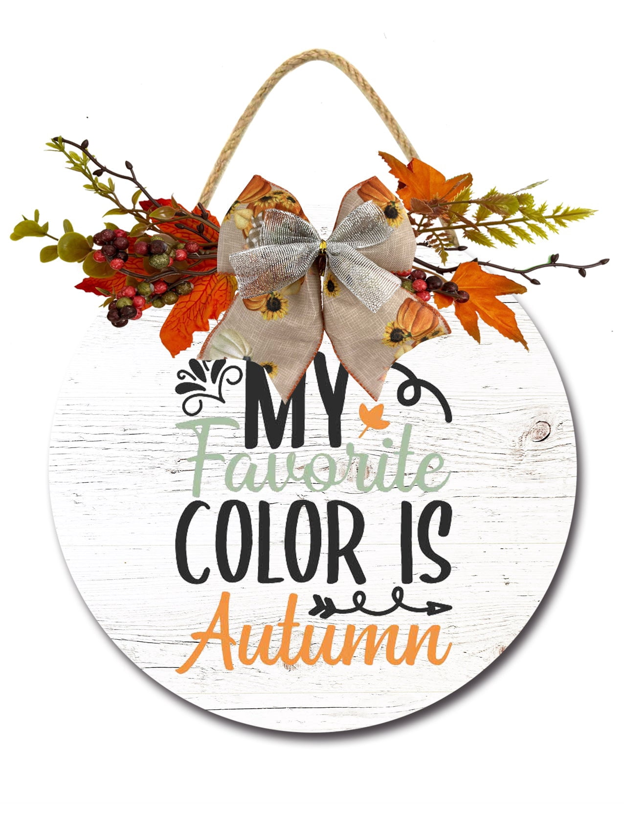 My Favorite Color Is Autumn Door Sign Home Decor Round Wood Wreaths ...