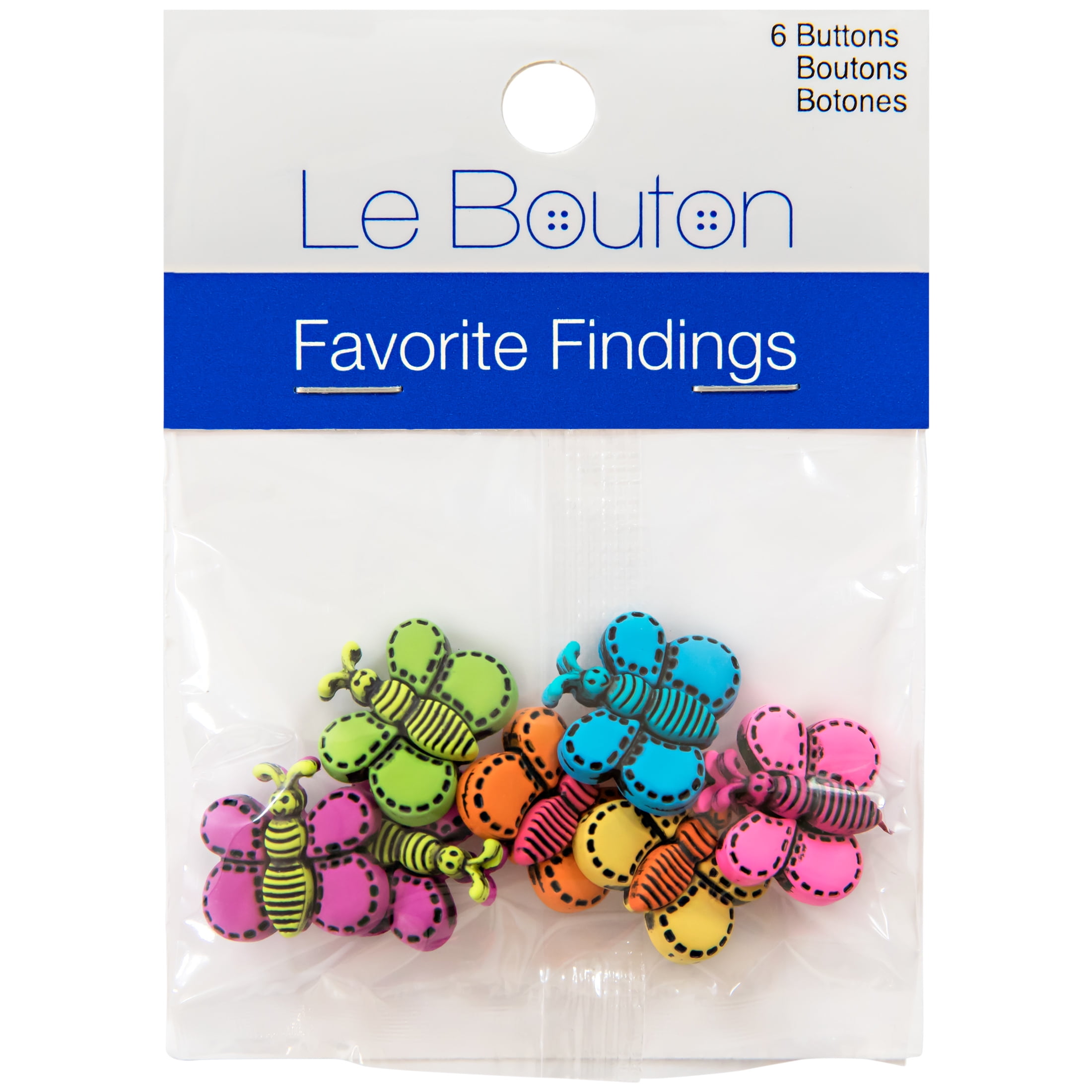 Favorite Findings Brights 5/8" Butterfly Dreams Shank Nylon Buttons, 6 ...