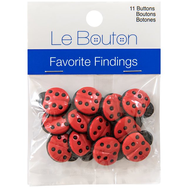 Favorite Findings Red 5/8" Ladybug Shank Buttons, 11 Pieces, 100% Nylon ...