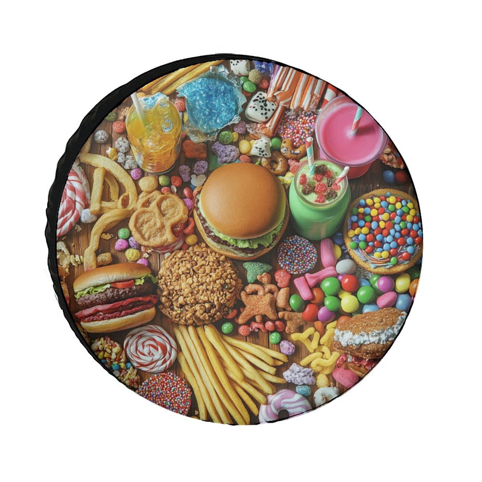 Favorite Foods Heavy Duty Spare Tire Cover Burger Fries Donut Junk Fast ...