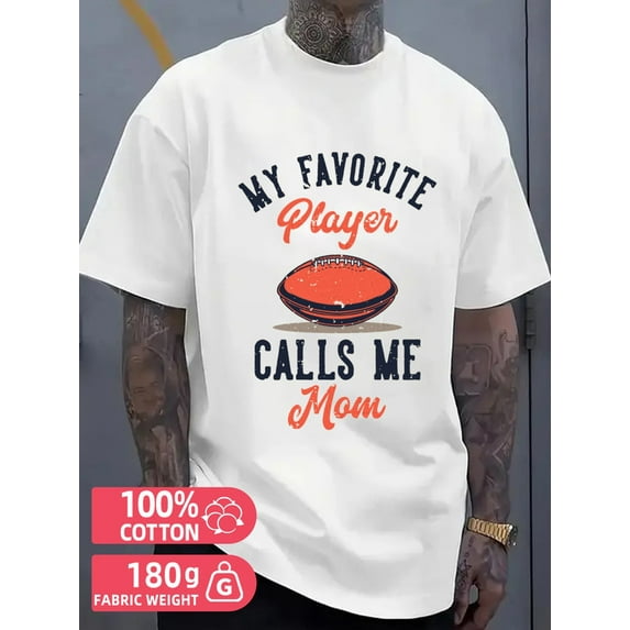 Favorite Player Mom men's white 180G 100% Cotton perfect for summer ...
