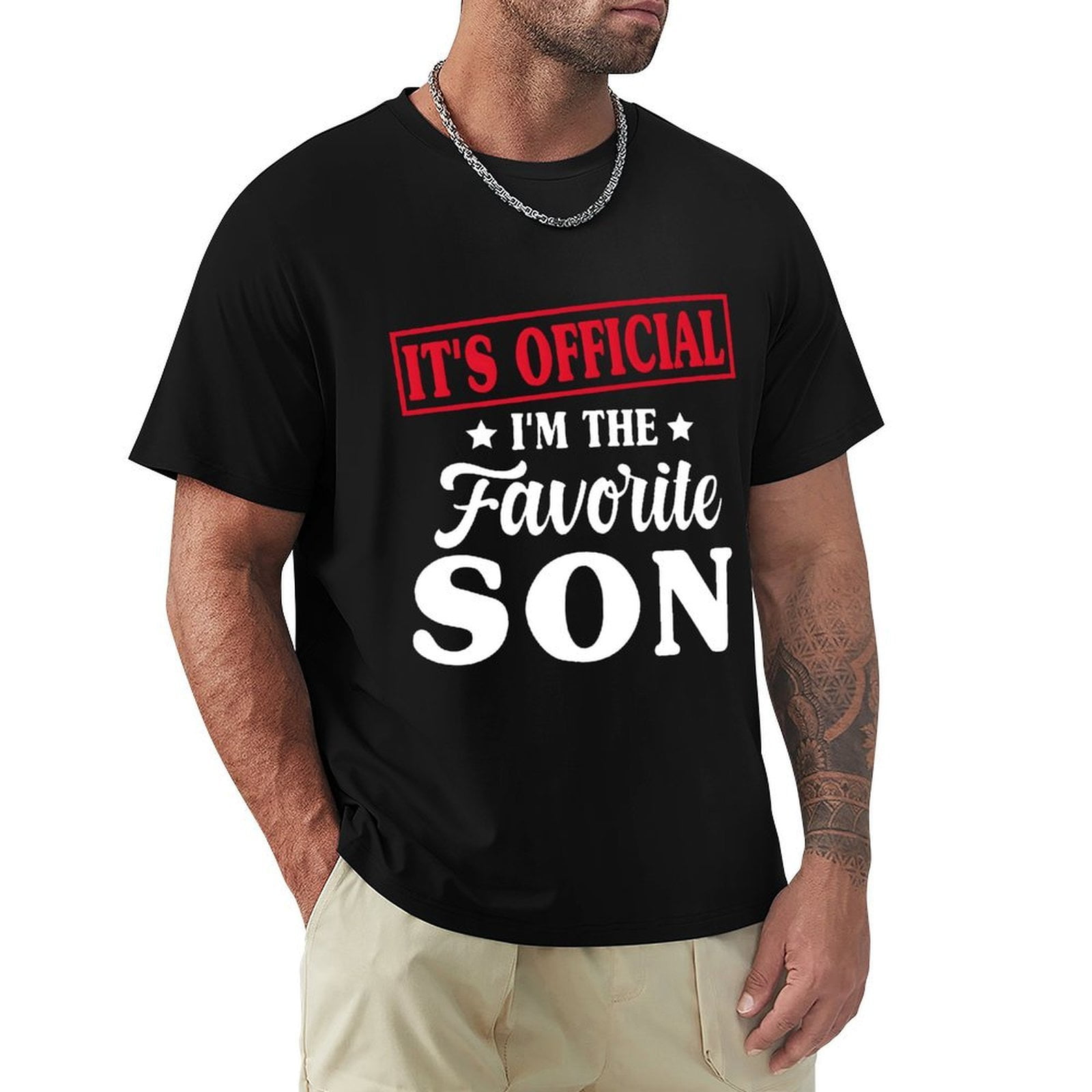 Favorite Son Men's Cotton HD Print Short Sleeve T-Shirt Crew Neck Top ...
