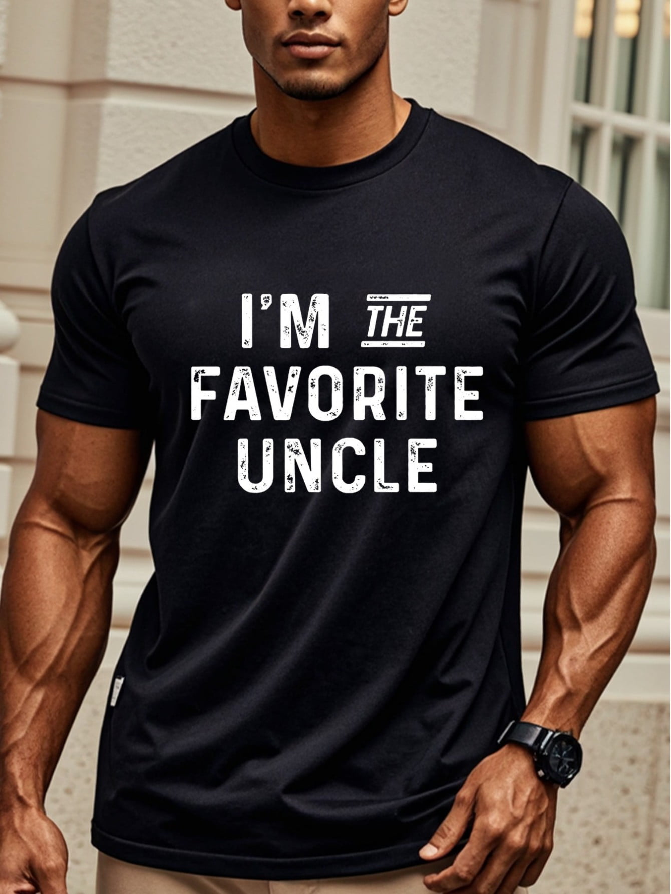 i'm The Favorite uncle" Men's T-Shirt - Humorous Black Crew Neck ...