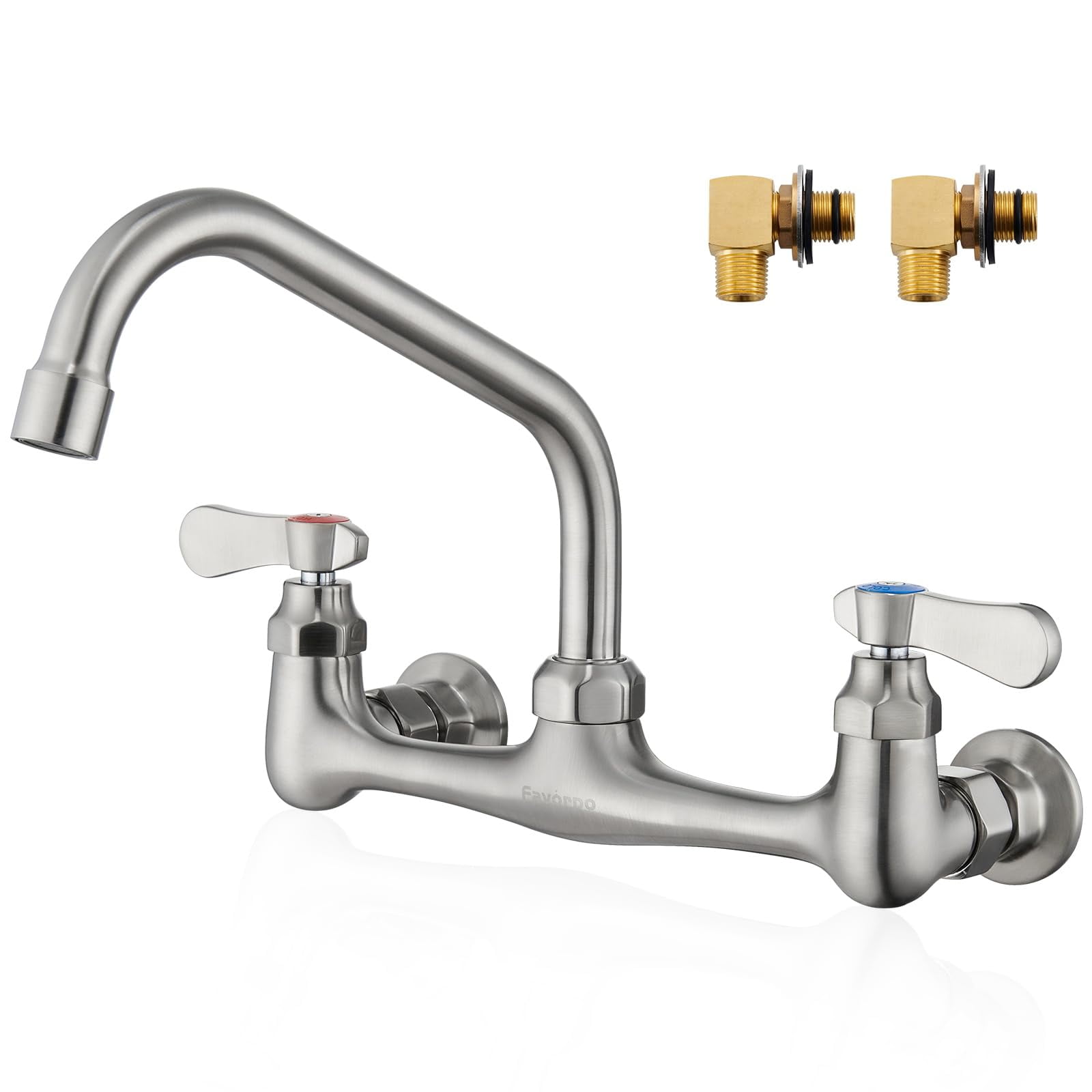 Favorpo Wall Mount Kitchen Sink Faucet 8 Inch Center Wall Mounted ...