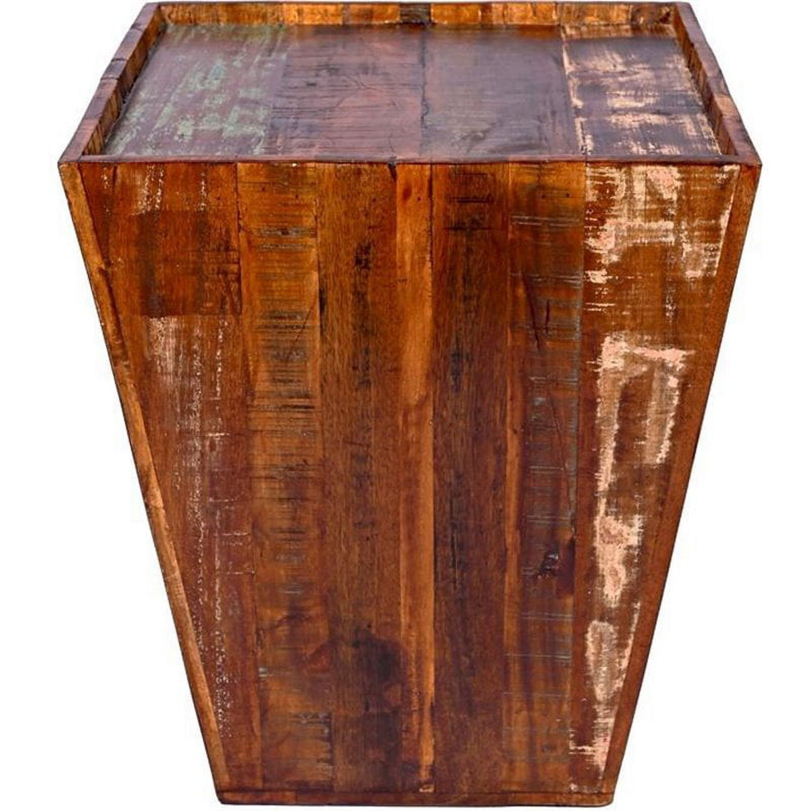 Favors Handicraft 18" Square Wooden Cone Shaped Side Table in Rustic ...