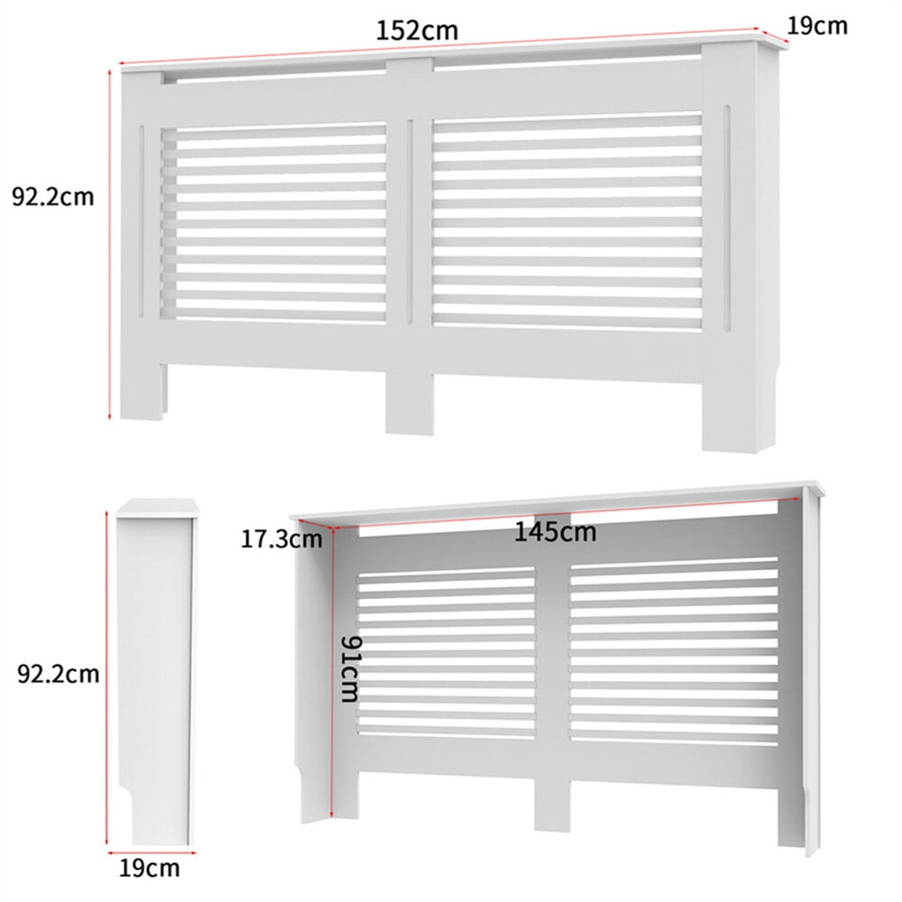 Favory Modern Slatted Radiator Cover - White MDF Heating Cabinet with ...