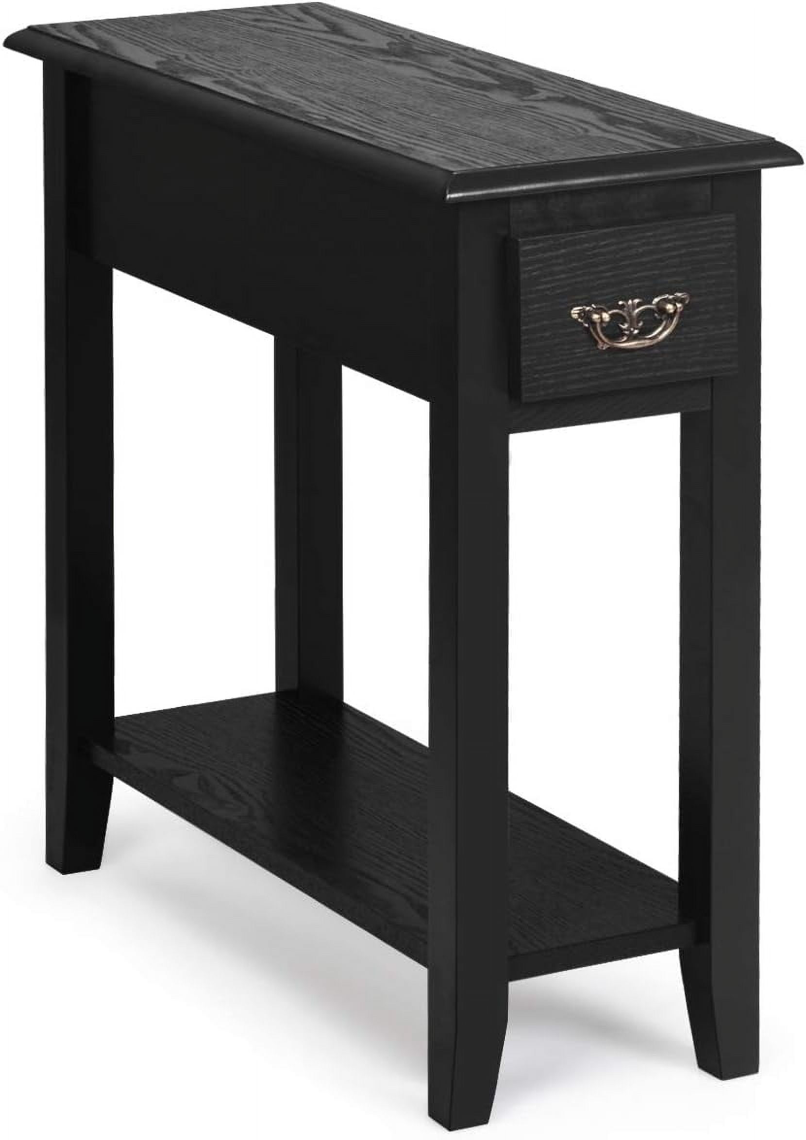 Favory Narrow End Table, Slim Side Table with Drawer and Open Shelf ...