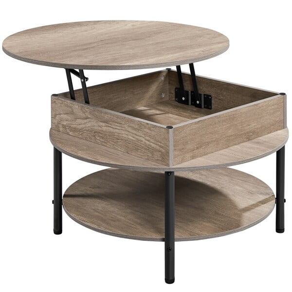 Favory Round Lift Top Coffee Table with Hidden Compartment & Storage ...