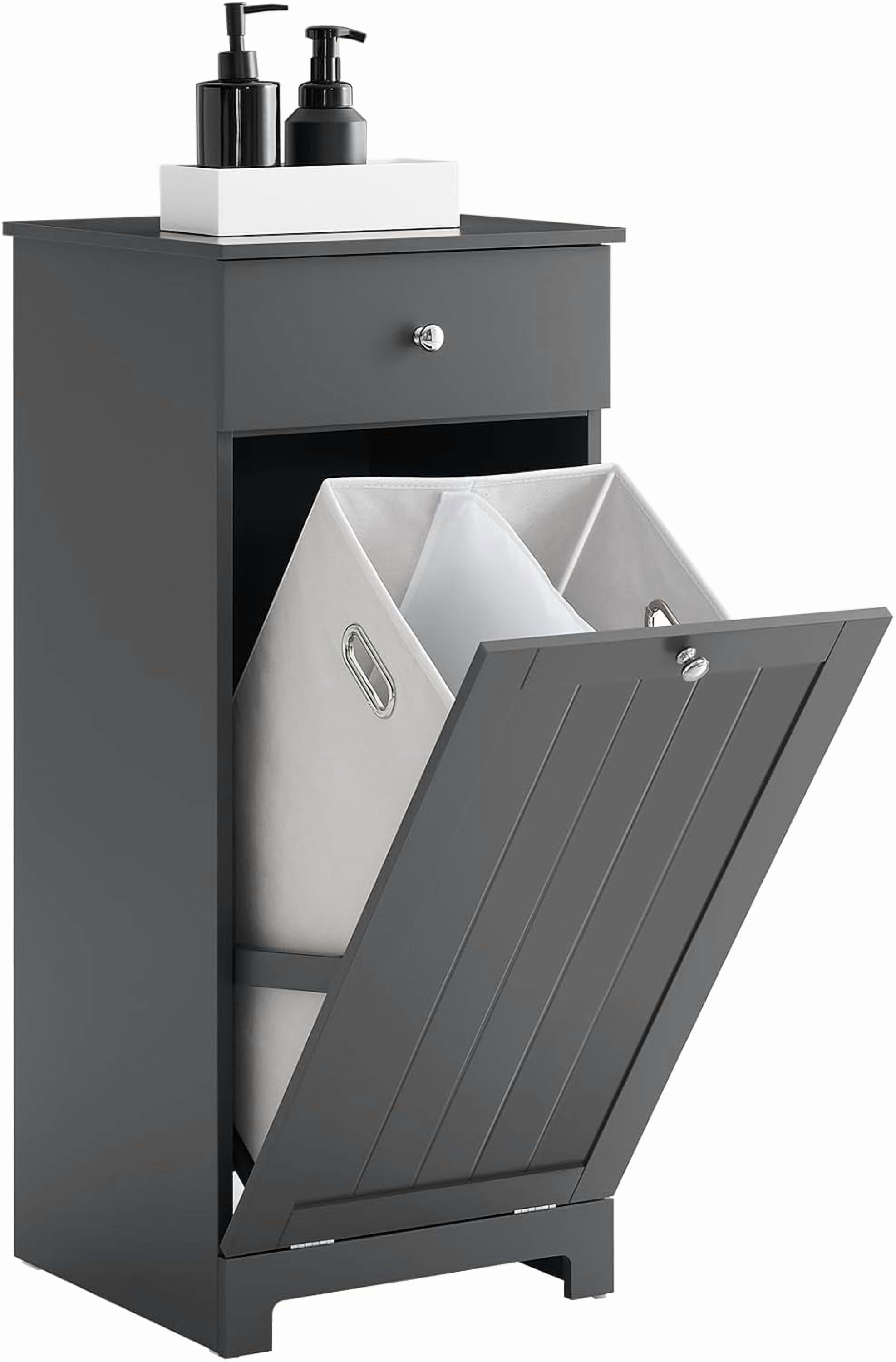 Favory Slim Short Laundry Cabinet with Hidden Hamper Bathroom ...