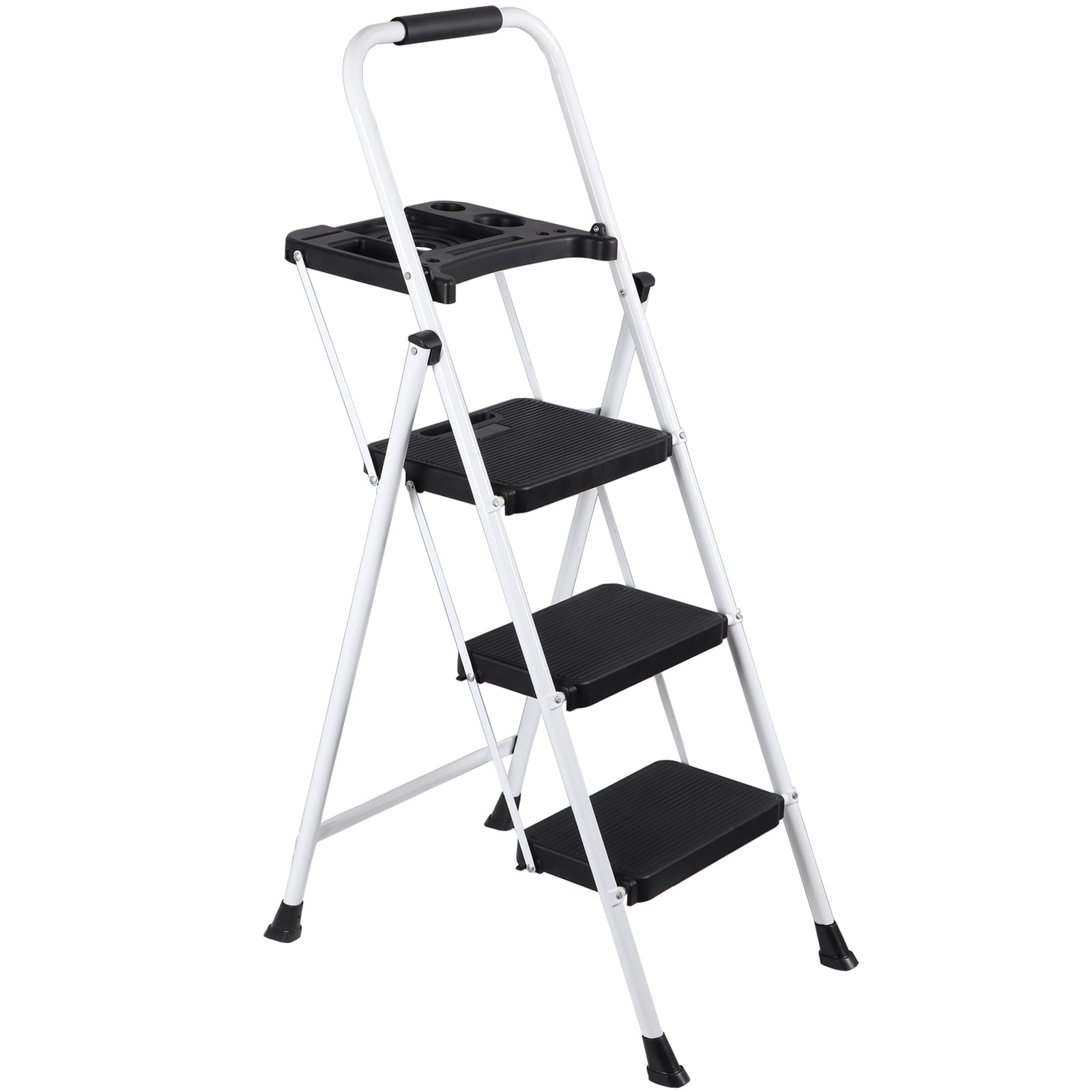 Favory Step Ladder with Handrails and Tool Tray, Folding Step Stool ...