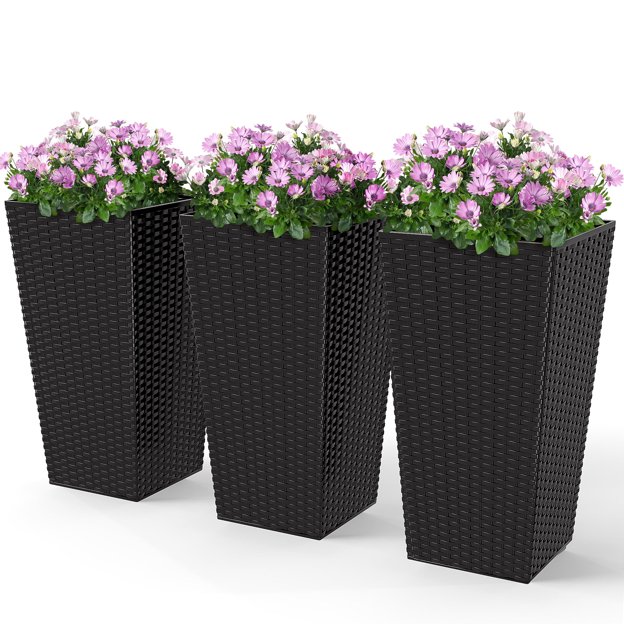 Favory Tall Planters for Outdoor Plants Set of 3,Taper Planters with ...