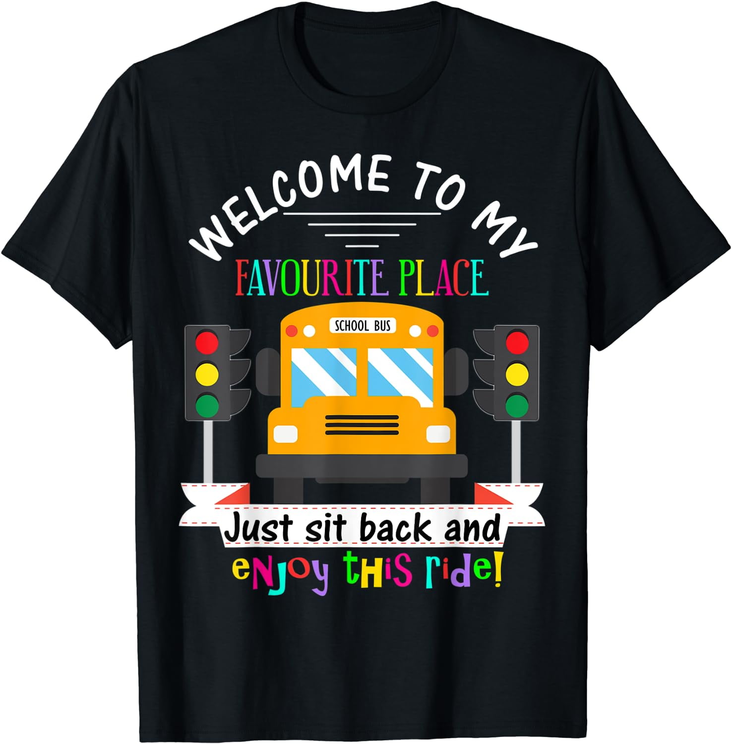 Favourite Place Funny School Bus Driver Back To School Men T-Shirt ...