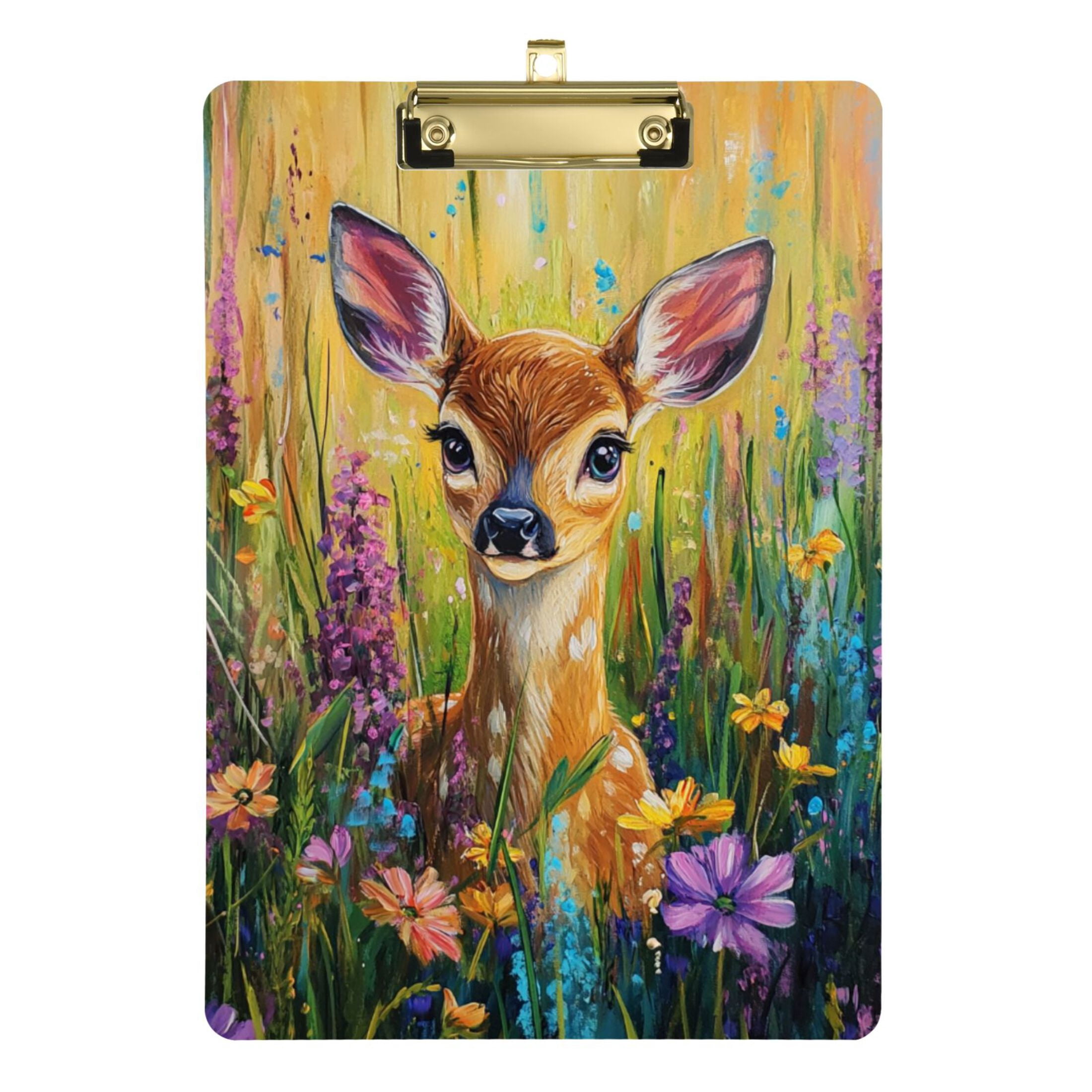 Fawn Among Purple Flowers 12.5x9in Clipboard, Durable Acrylic with ...