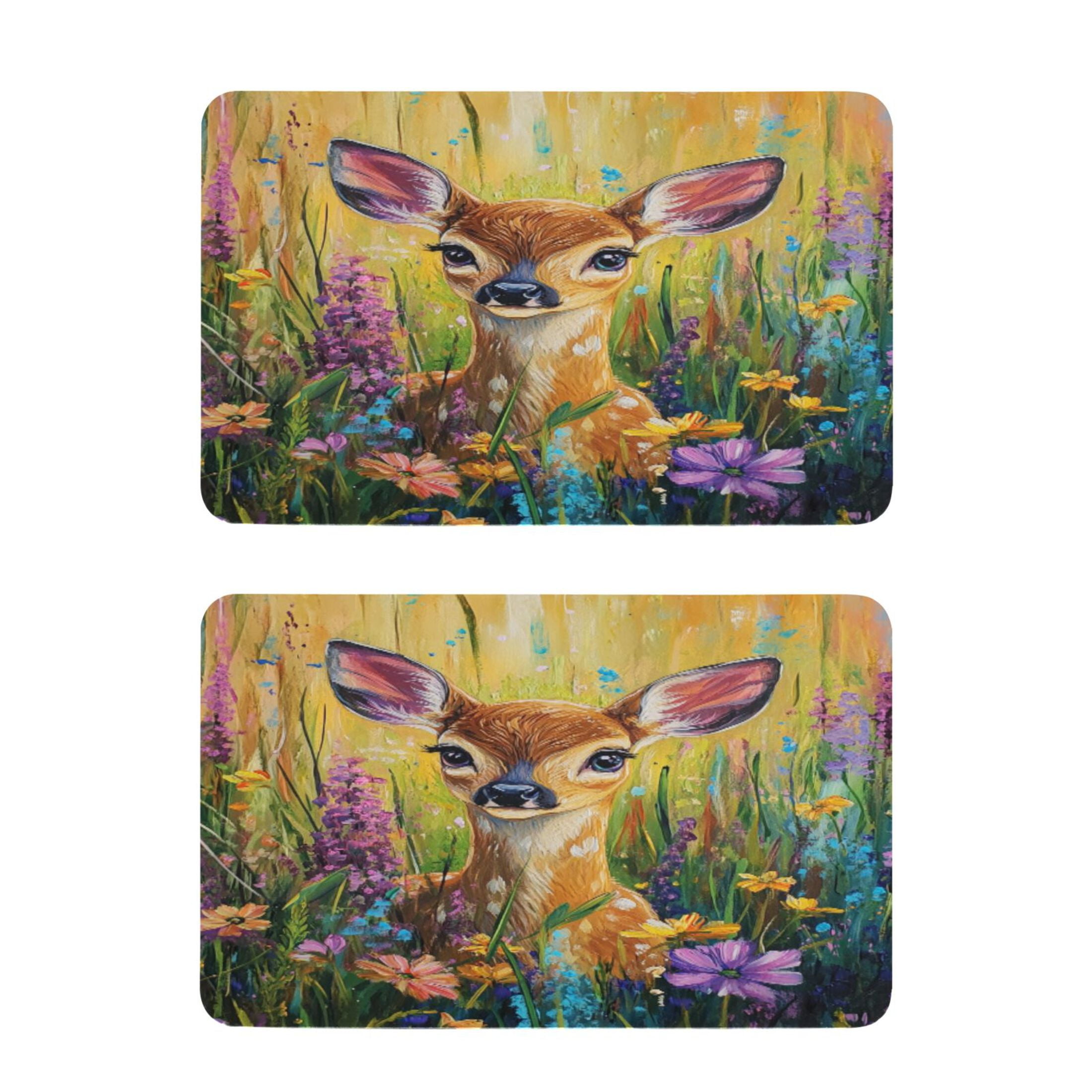 Fawn Among Purple Flowers 2 Pack 4x2.5 Inch Magnetic Stickers Thick and ...