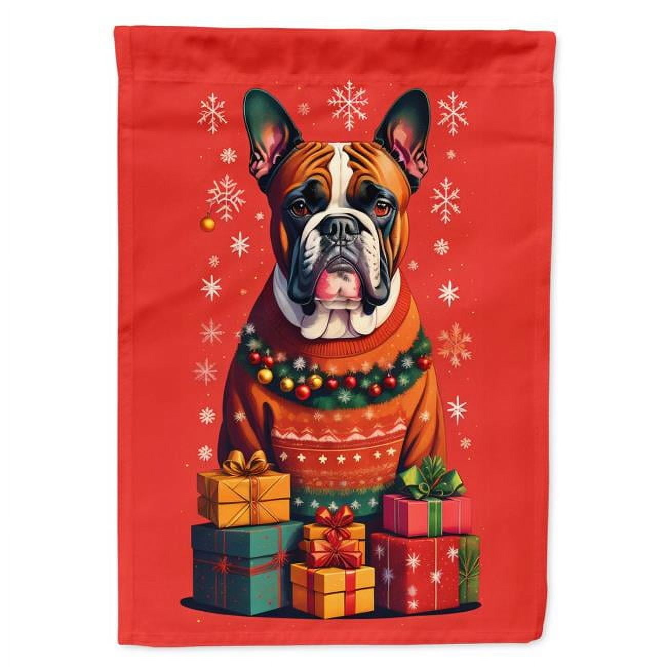 Fawn Boxer Cropped Ears Holiday Christmas House Flag 28 in x 40 in ...