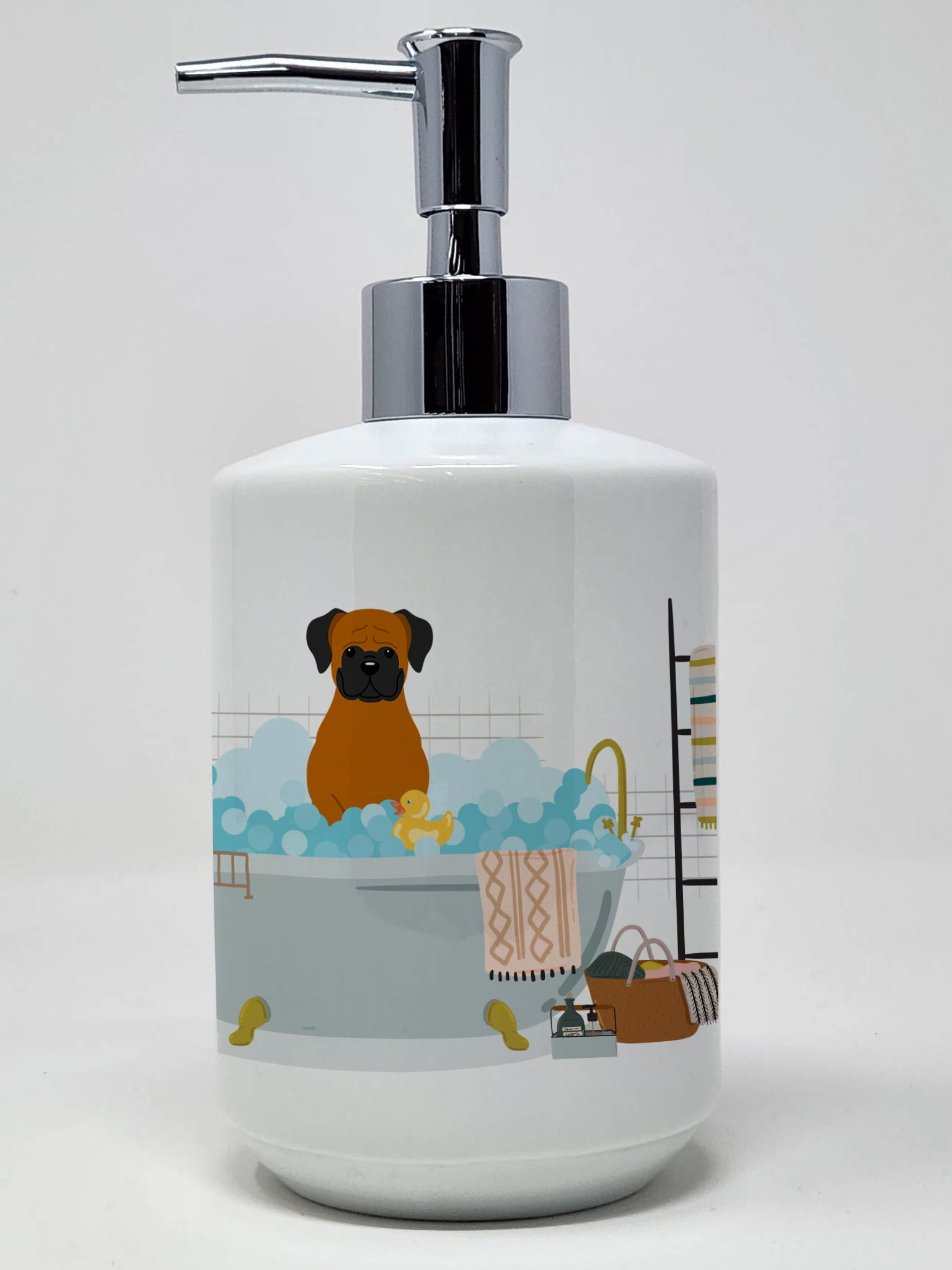 Fawn Boxer in Bathtub Ceramic Soap Dispenser 3.5 in x 7.25 in - Walmart.com
