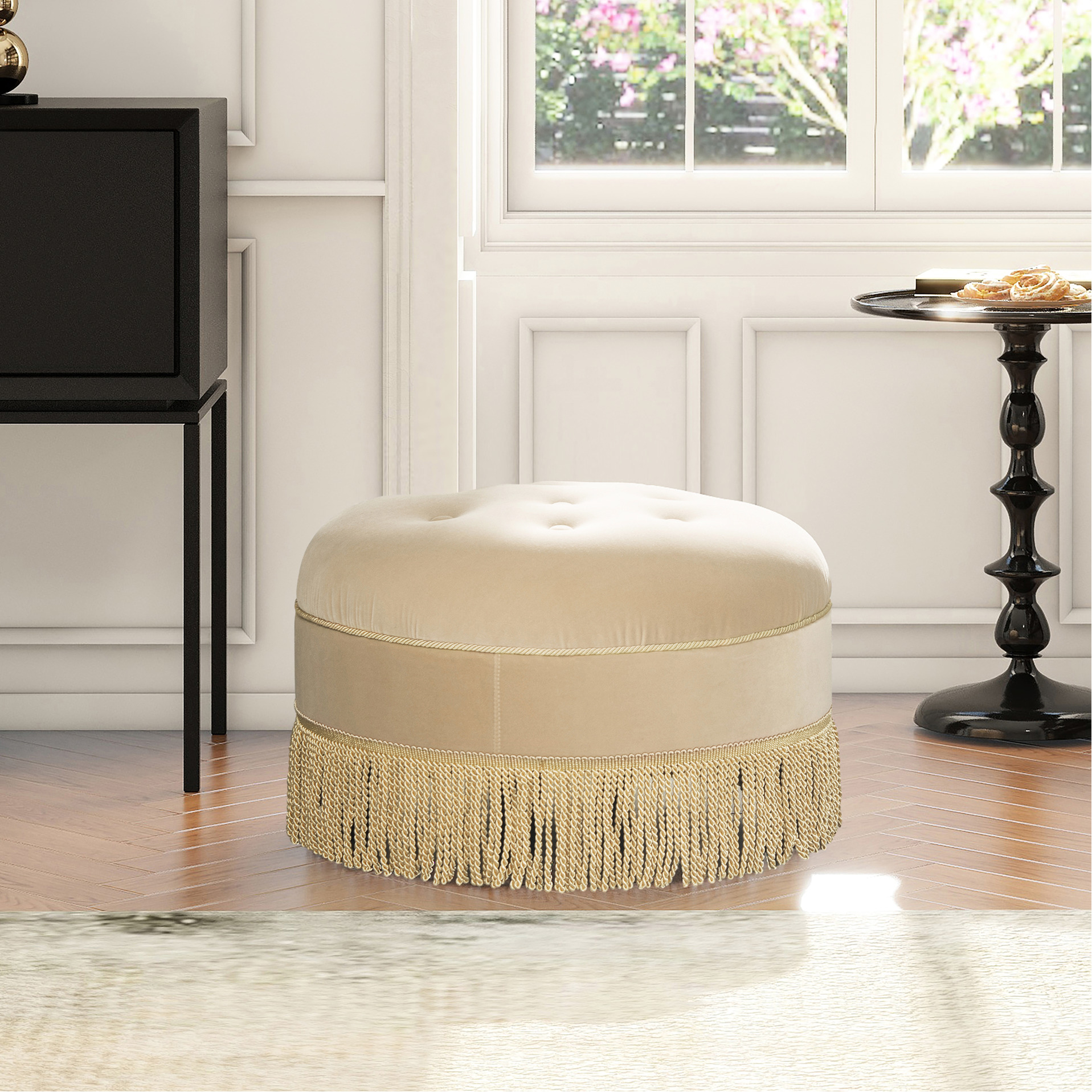 Fawn Brown Performance Velvet 24" Round - Plywood Base In High Foam ...