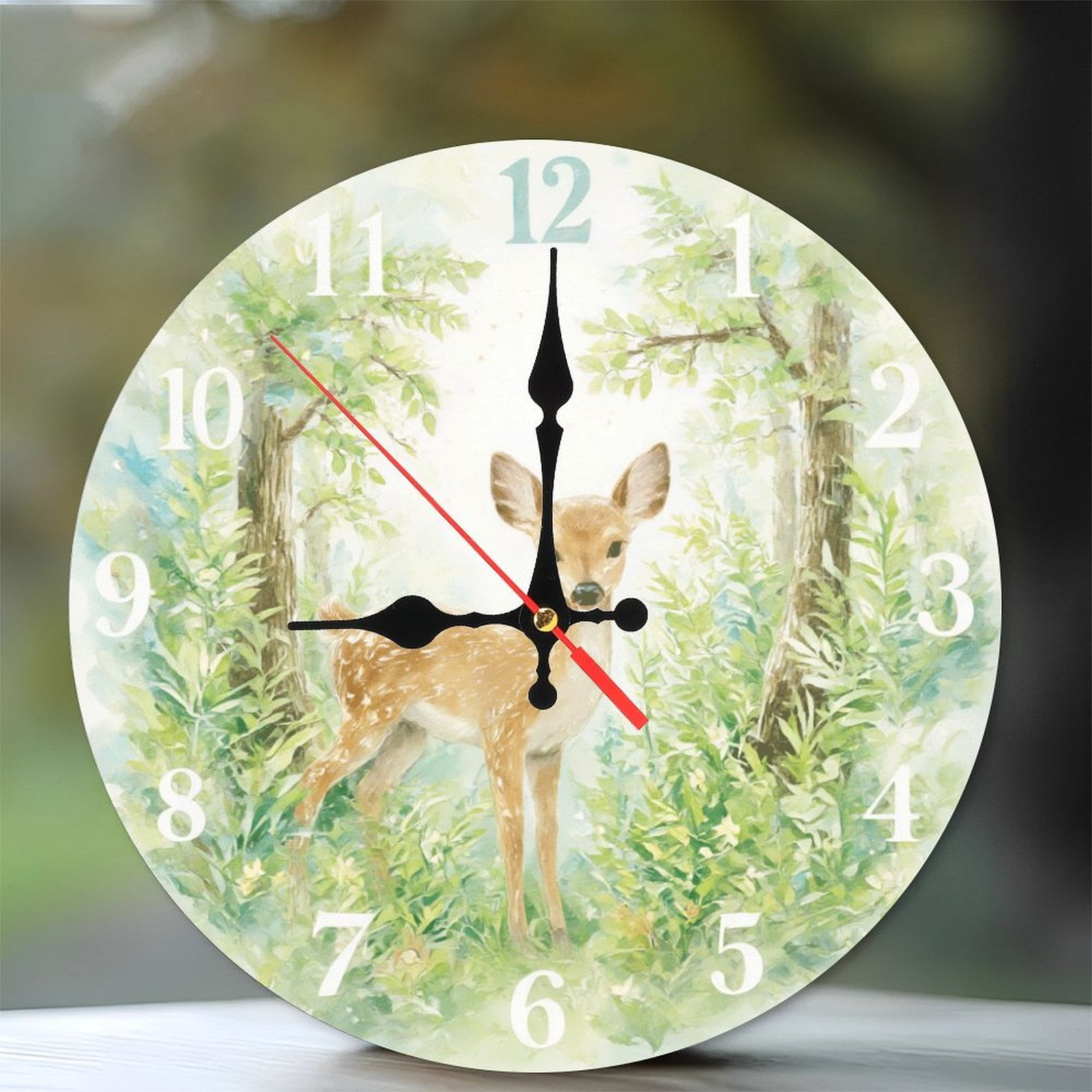 Fawn Forest Wall Clock Watercolor Painting Cute Animal Home Decor 10 ...