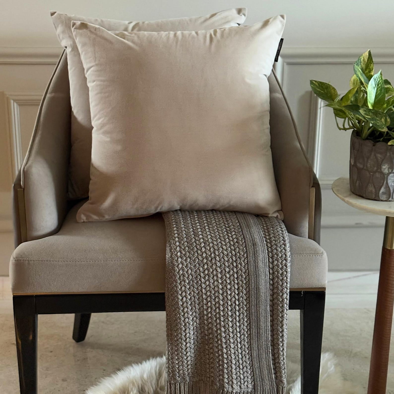 Fawn Luxury Throw Pillow Covers 26"x26" | Pack of 2 Modern Plain Velvet ...