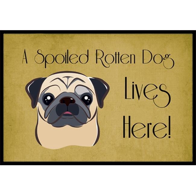 Fawn Pug Spoiled Dog Lives Here Indoor & Outdoor Mat - 24 x 36 in ...