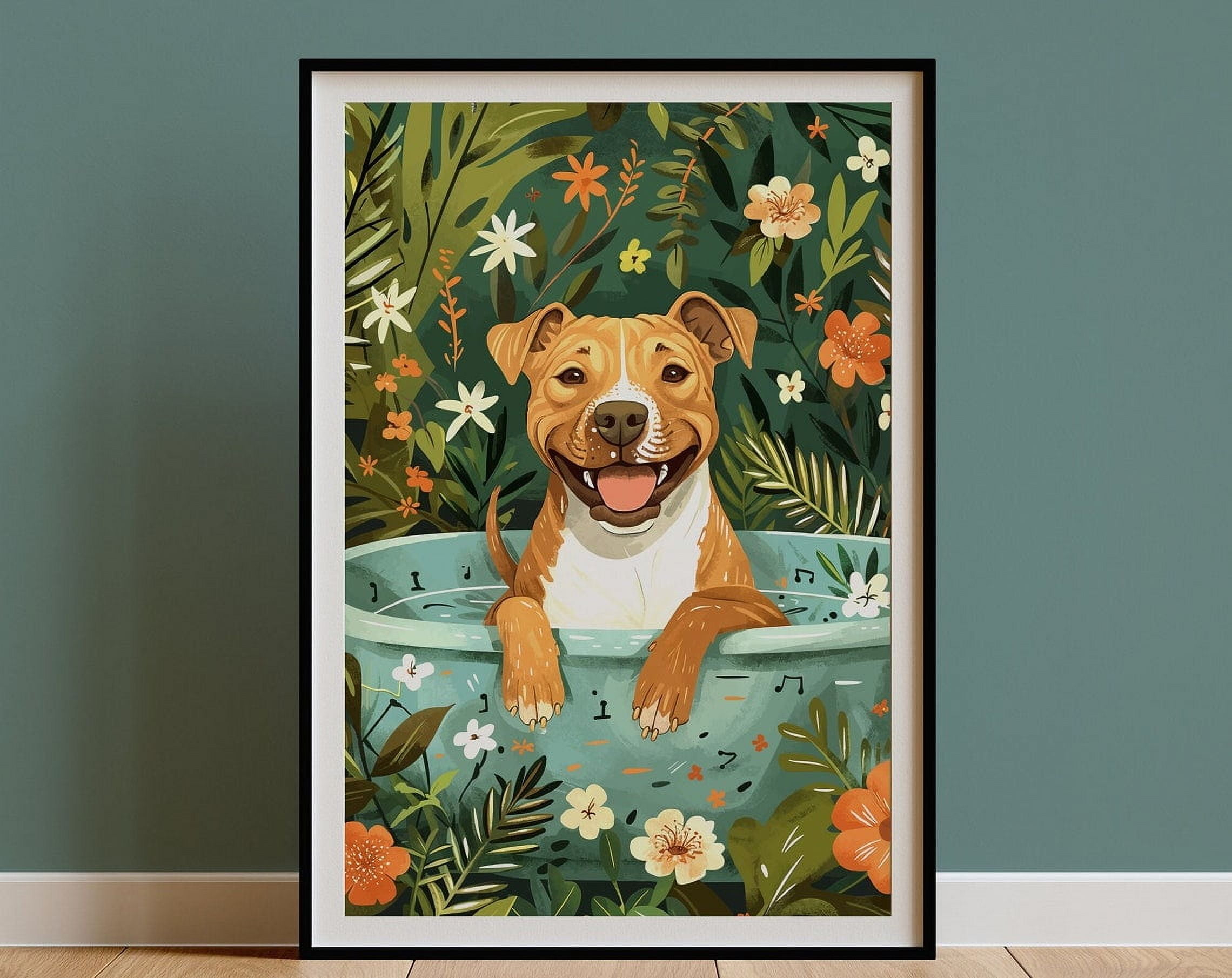 Fawn Staffy Wall Art, Jungle Bathtub Tropical Print, Maximalist ...