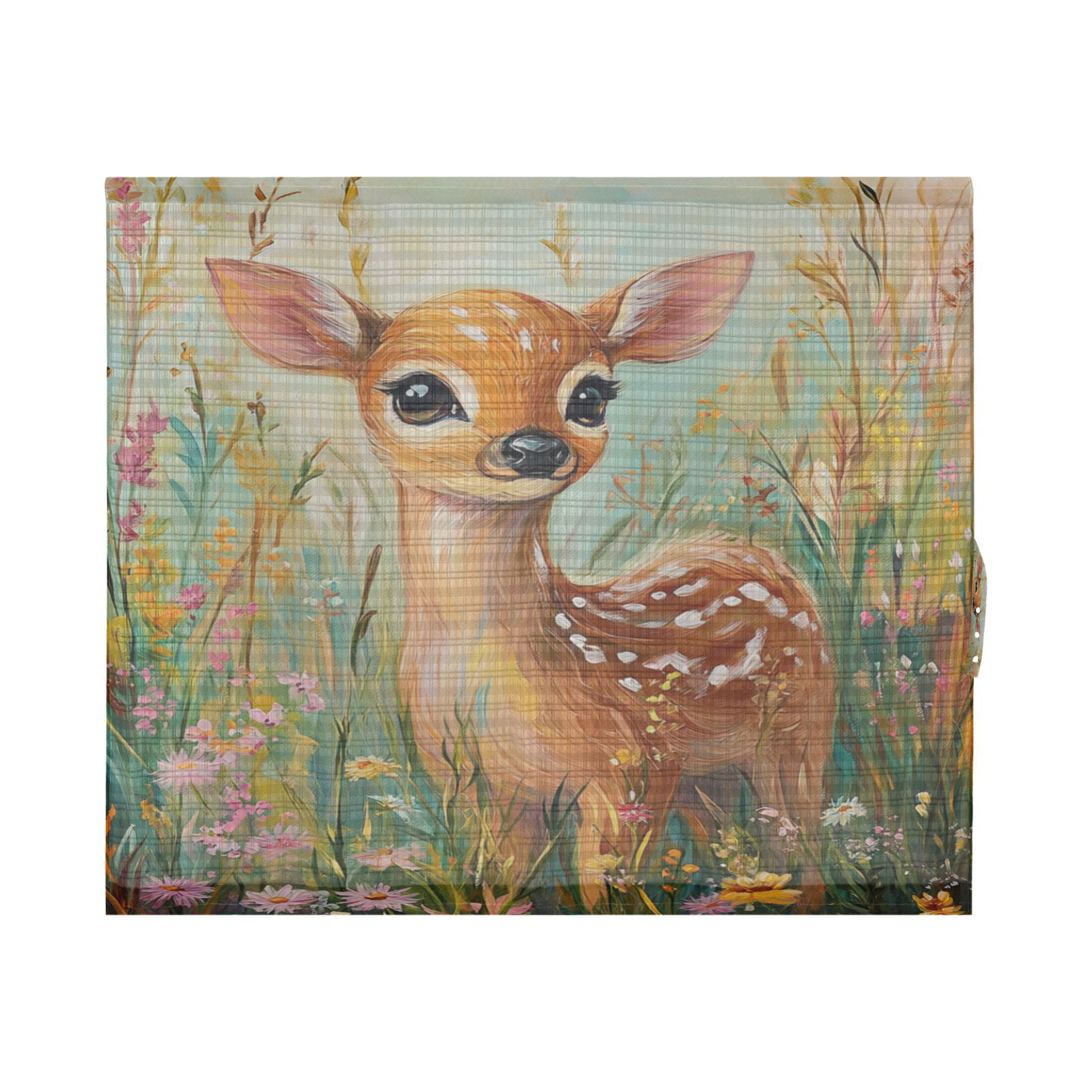 Fawn in Flower Field Door Panels 25x72in Breathable Mesh Privacy UV ...