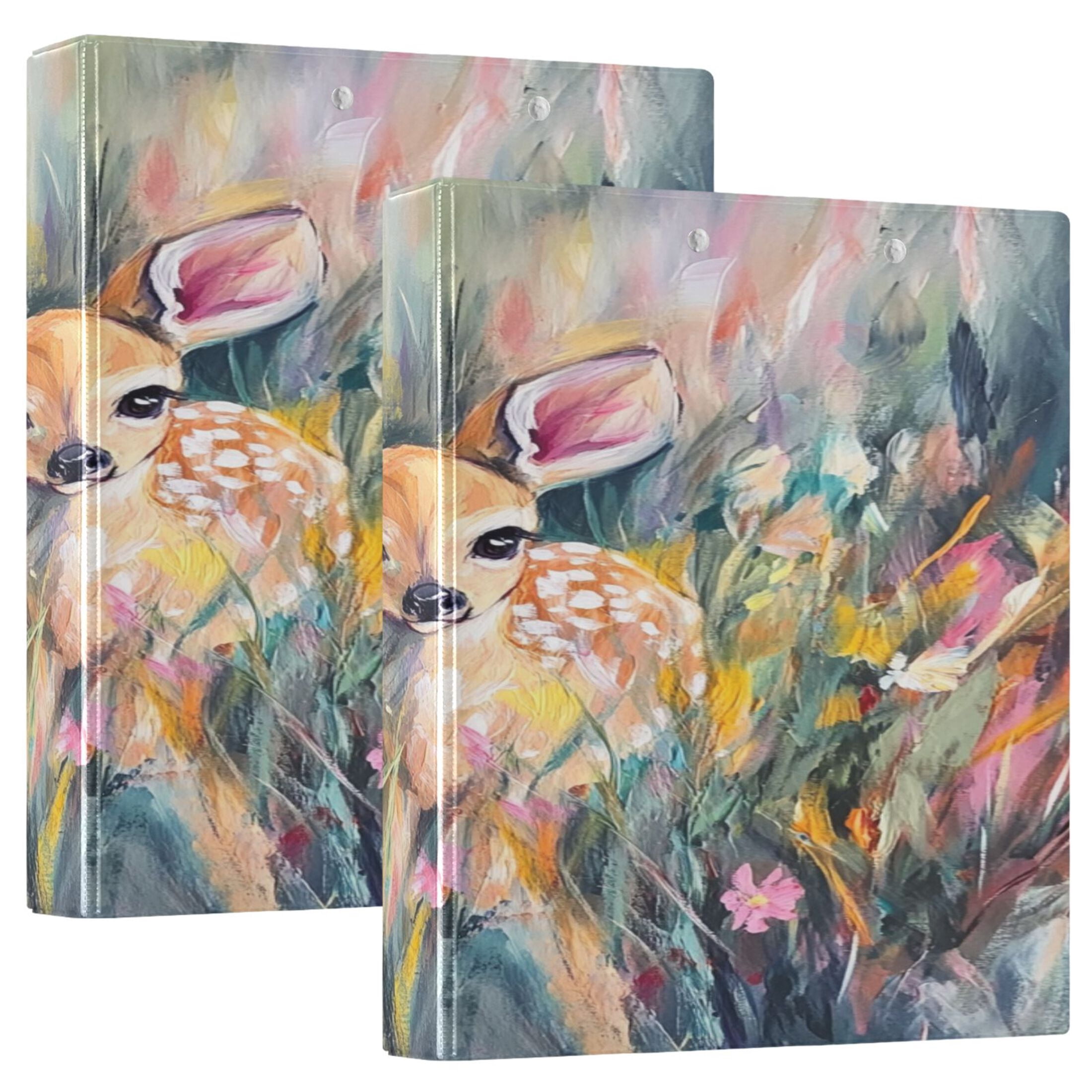 Fawn in Wildflowers 12.4x10.6in PVC Round Ring Binders, 2-Pack, D-Ring ...