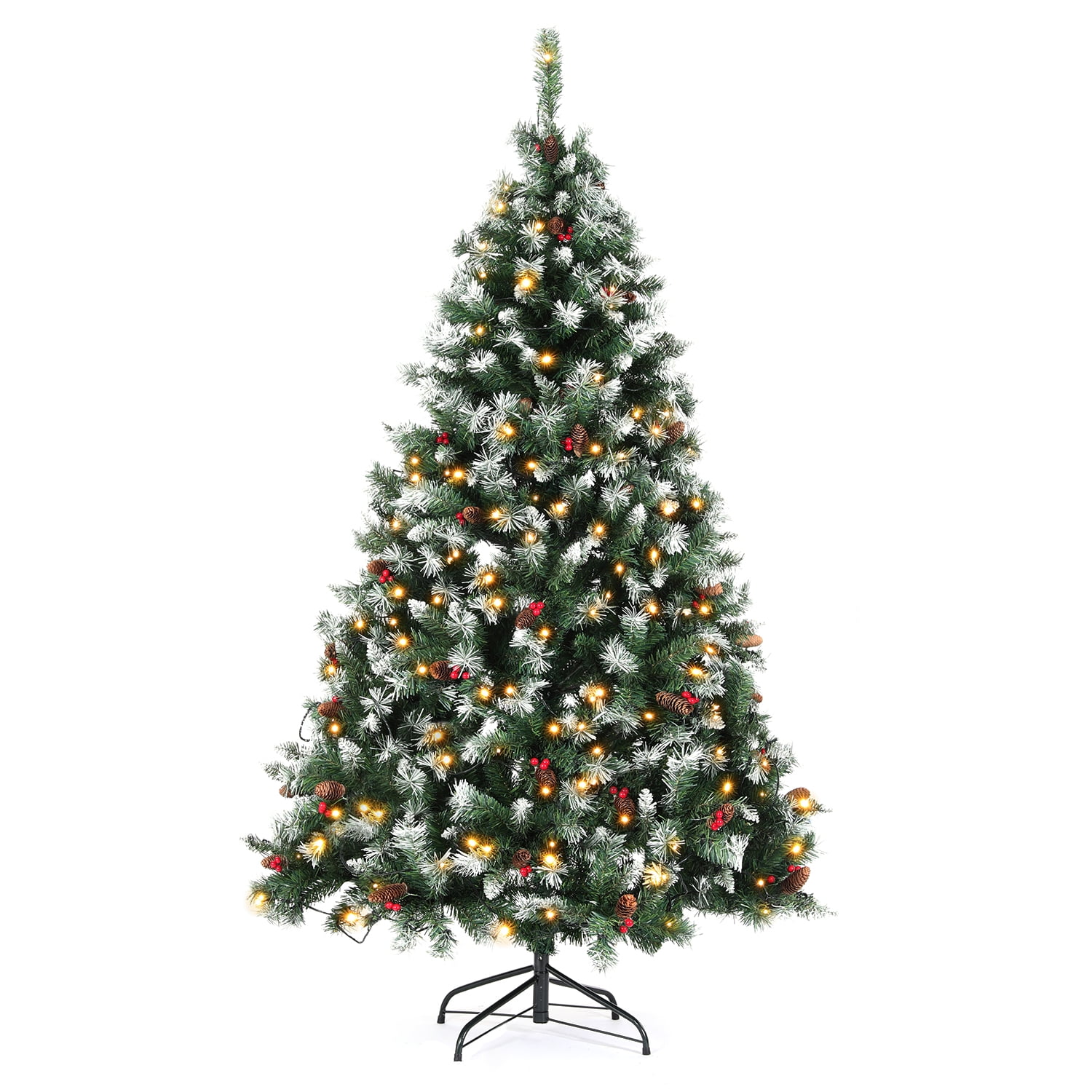 Fawyn 6 ft Pre-Lit Realistic Green Spruce Artificial Holiday Christmas ...