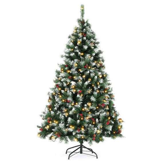Fawyn 6 ft Pre-Lit Realistic Green Spruce Artificial Holiday Christmas ...
