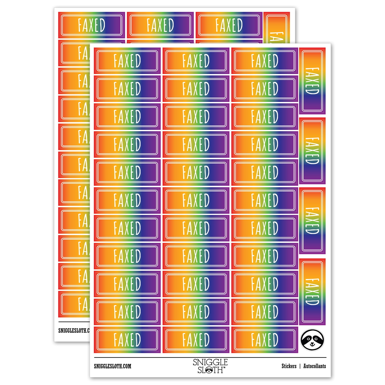 Faxed Double Line Border Sticker Set - Rainbow - Matte Finish - 1.5 ...