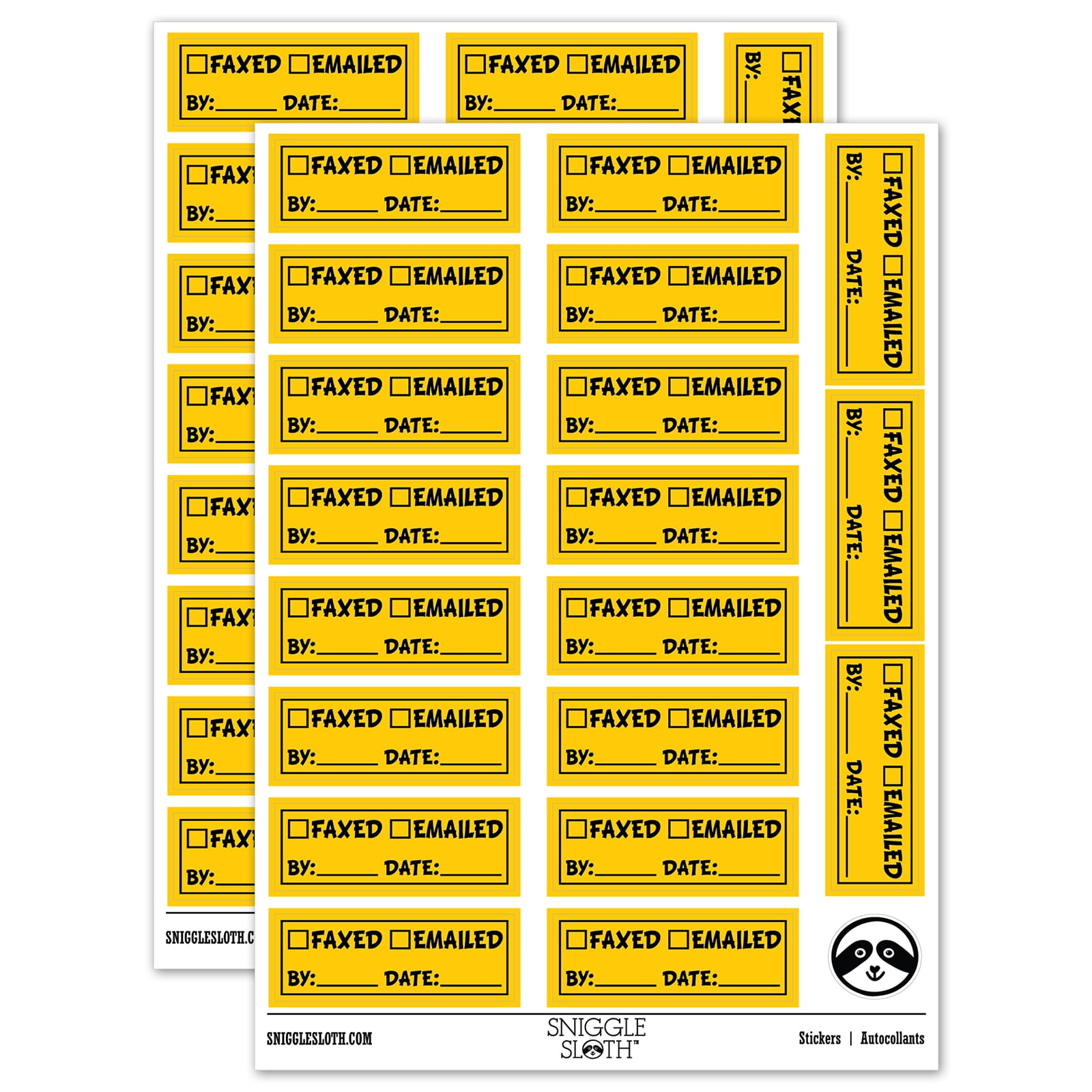 Faxed Emailed Document Fill-in Sticker Set - Yellow - Gloss Finish - 2. ...
