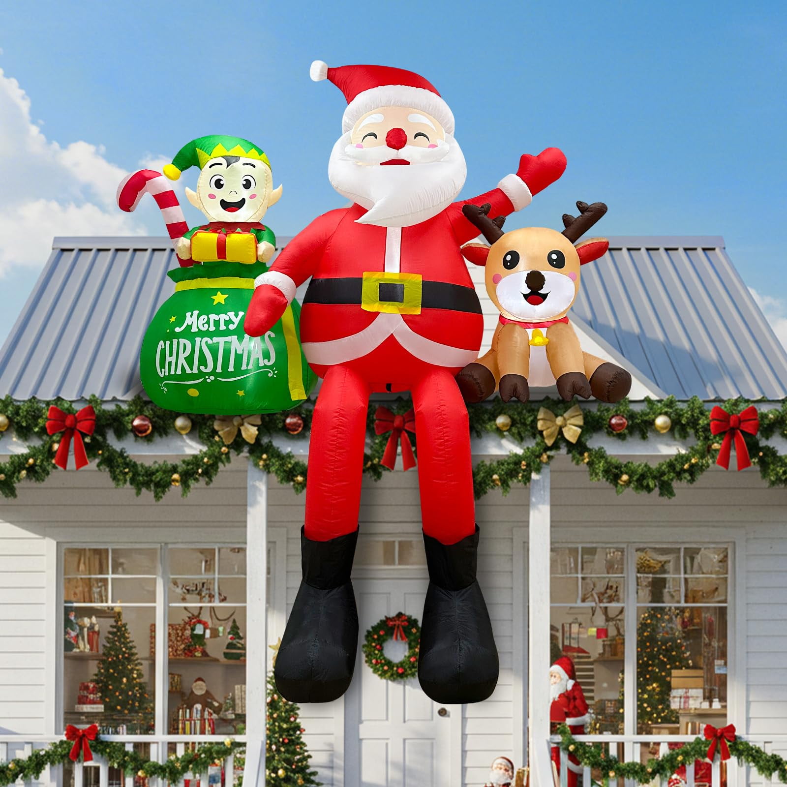 Fayavoo 8FT Christmas Inflatables Outdoor Decorations, Climbing Santa ...
