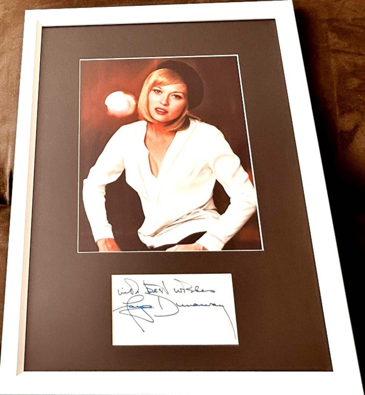 Faye Dunaway autograph framed with 8x10 photo inscribed Best Wishes ...