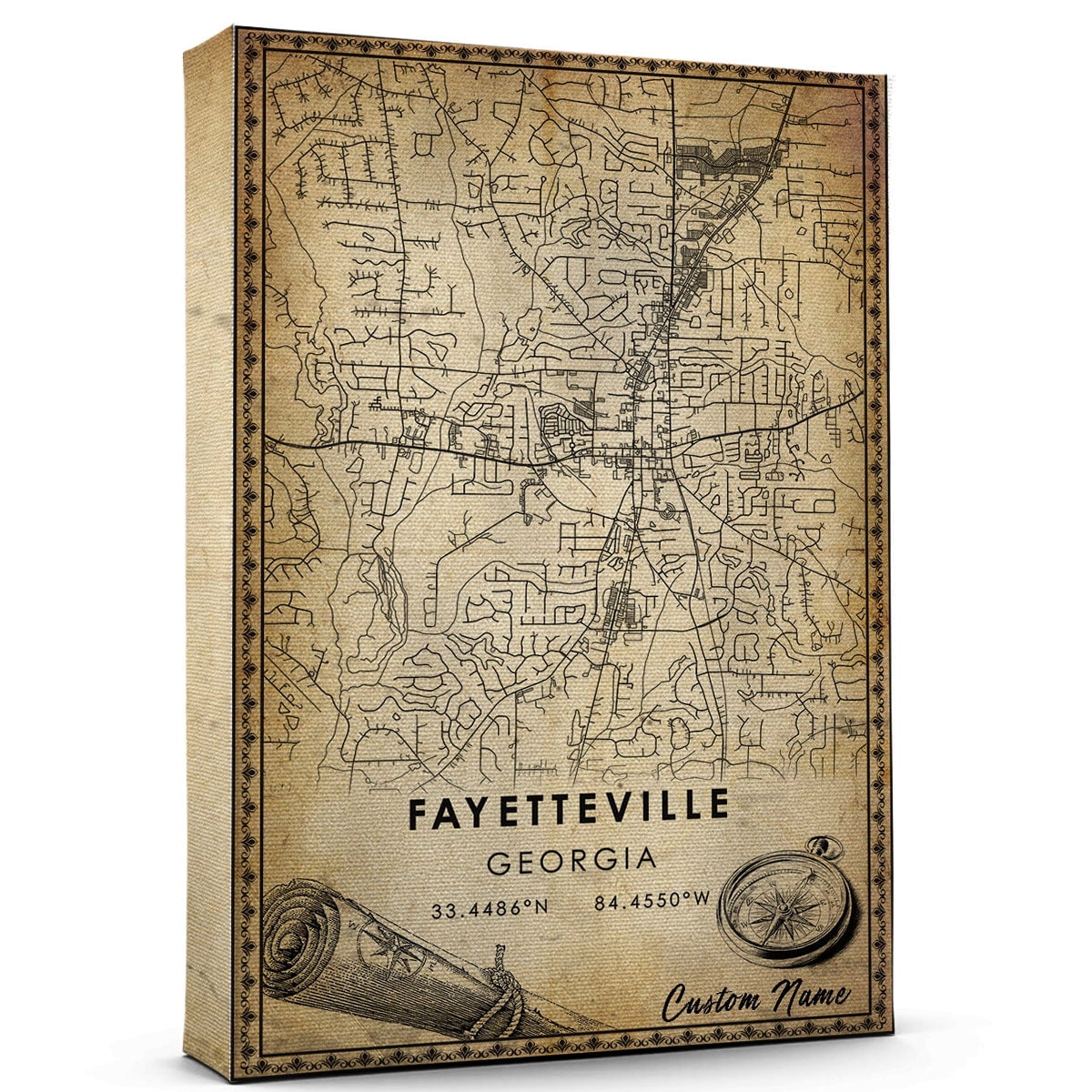 Fayetteville Map Poster, Georgia Map Art Poster, Canvas, Fayetteville ...