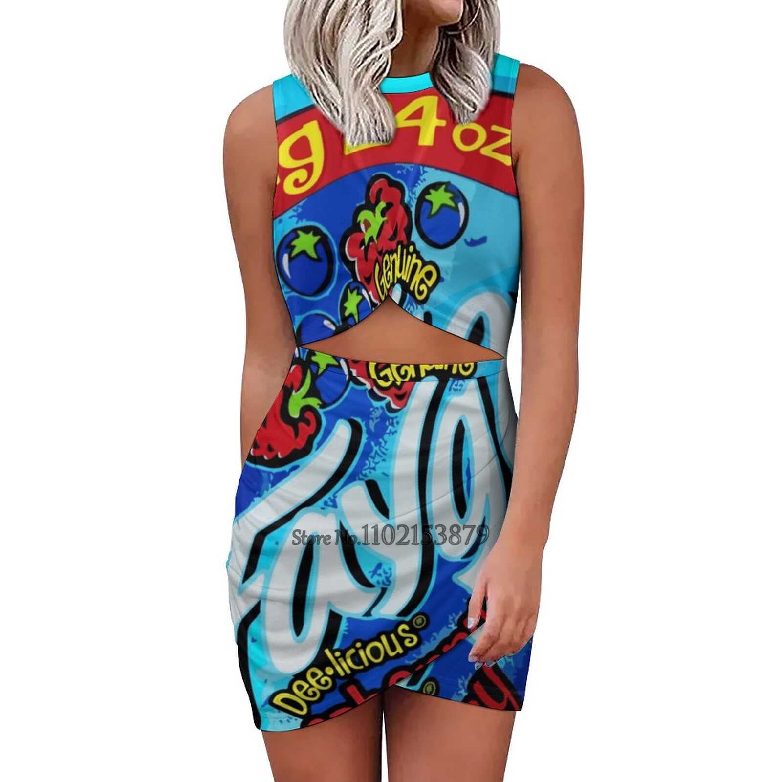 Faygo Raspberry Blueberry Square Neck Dress Back Lacing Backless Dress ...