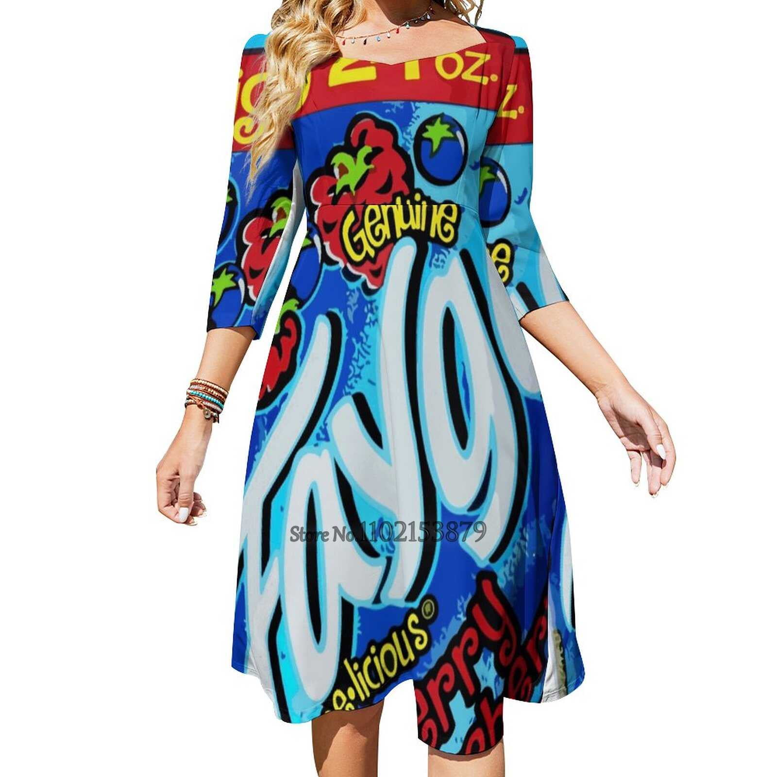 Faygo Raspberry Blueberry Square Neck Dress Back Lacing Backless Dress ...