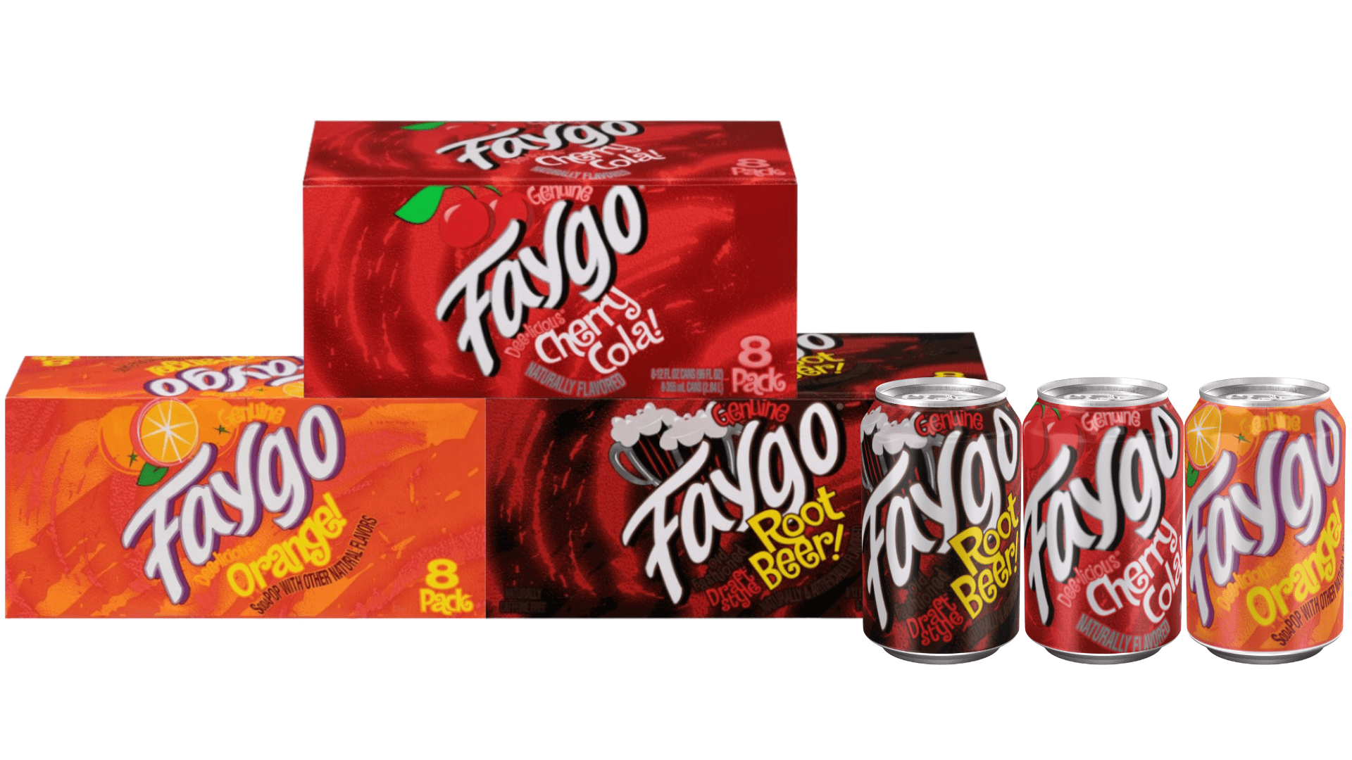 Faygo Variety Pack Soda, 24 Cans (Cherry Cola, Orange, Root Beer), 12 ...