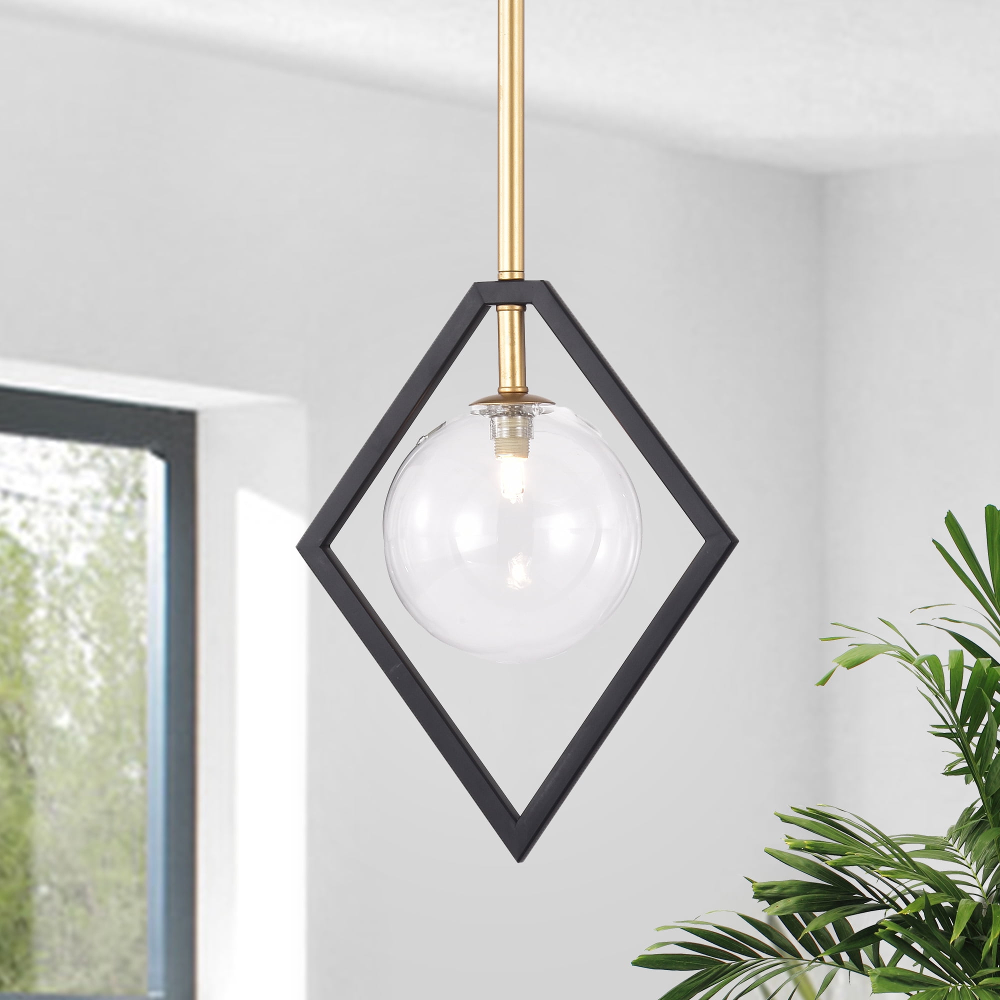 Fayres 10-inch 1-Light Black and Gold Finish Pendant Lamp (bulbs ...