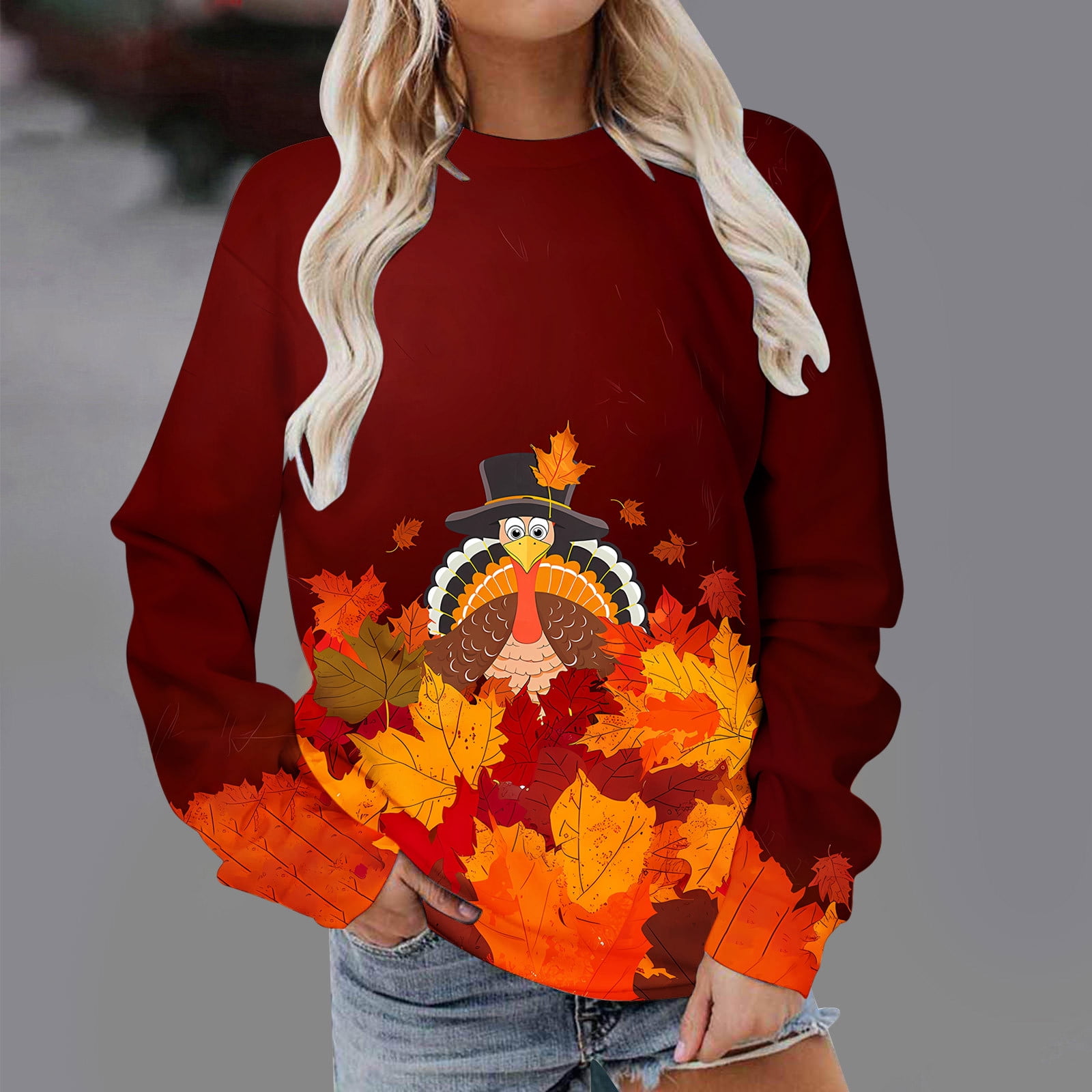 Fayshow0 50% Off Clear Plus Size Fall Tops Womens Shirts Crewneck Cute ...