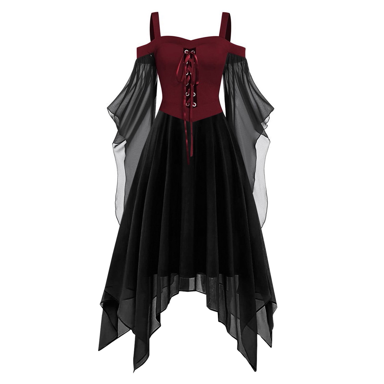 Fayshow0 Dresses Hallowmas Cosplay Women Plus Size Cold Shoulder Sleeve